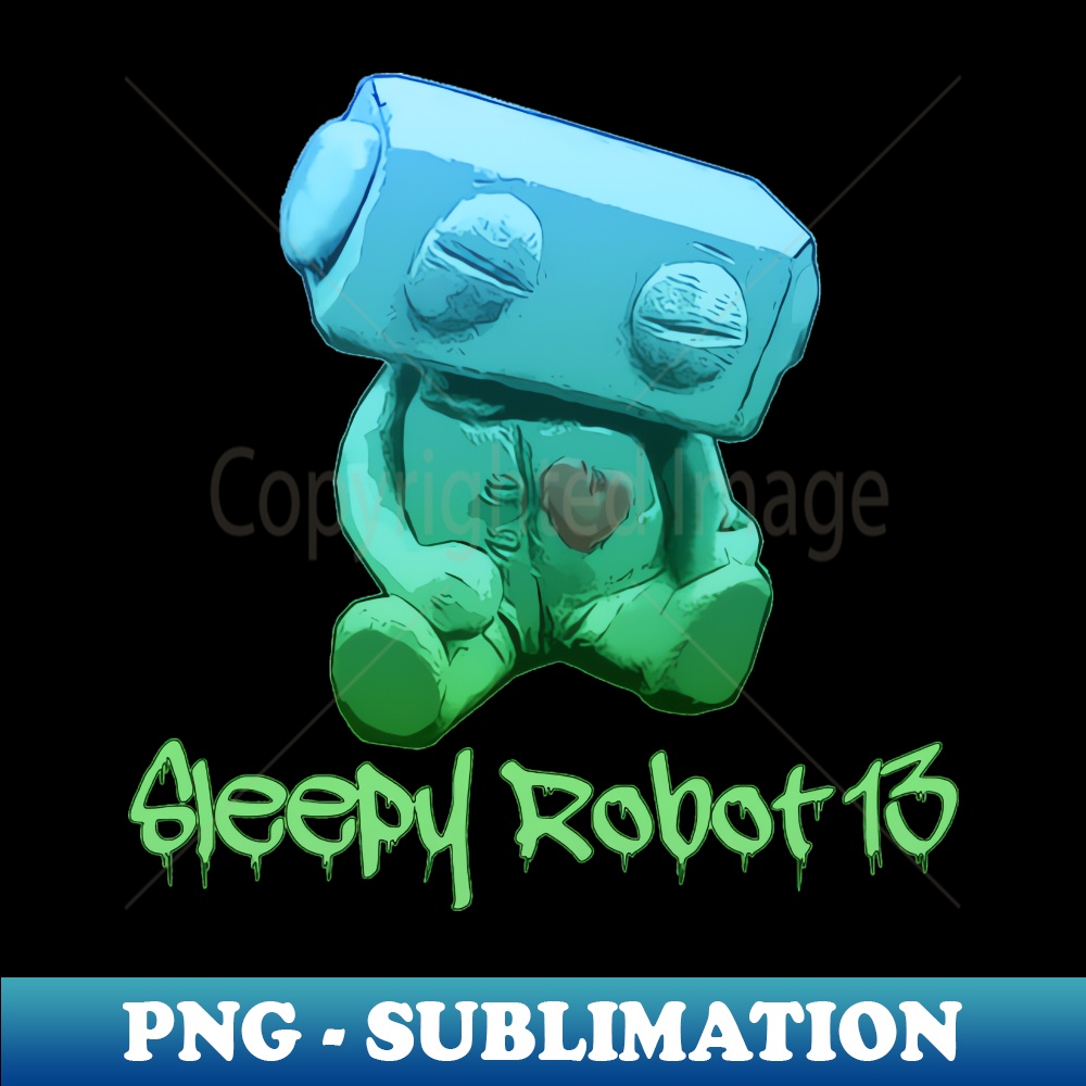 Sleepy Robot 13 Green Ombre Logo - PNG Transparent Digital D | Inspire Uplift