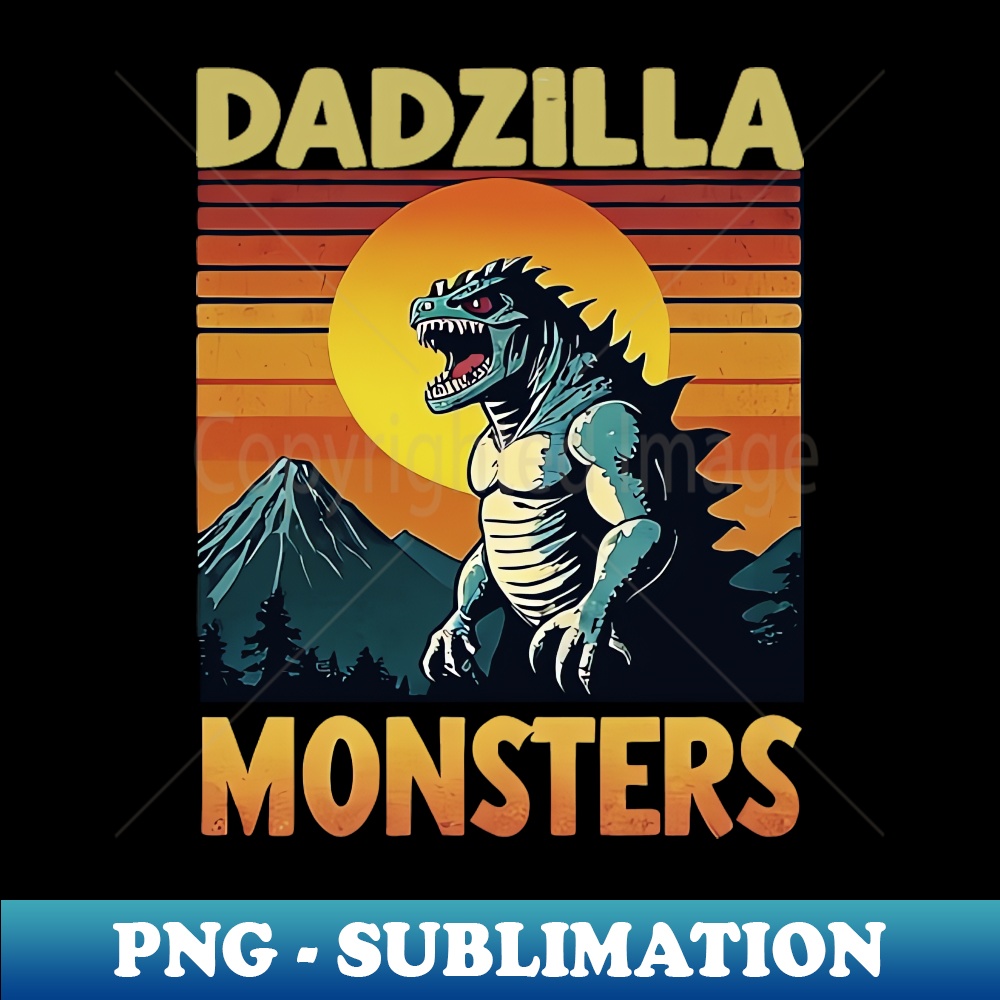 Mens Dadzilla Father Of The Monsters Retro Vintage Sunset - | Inspire ...
