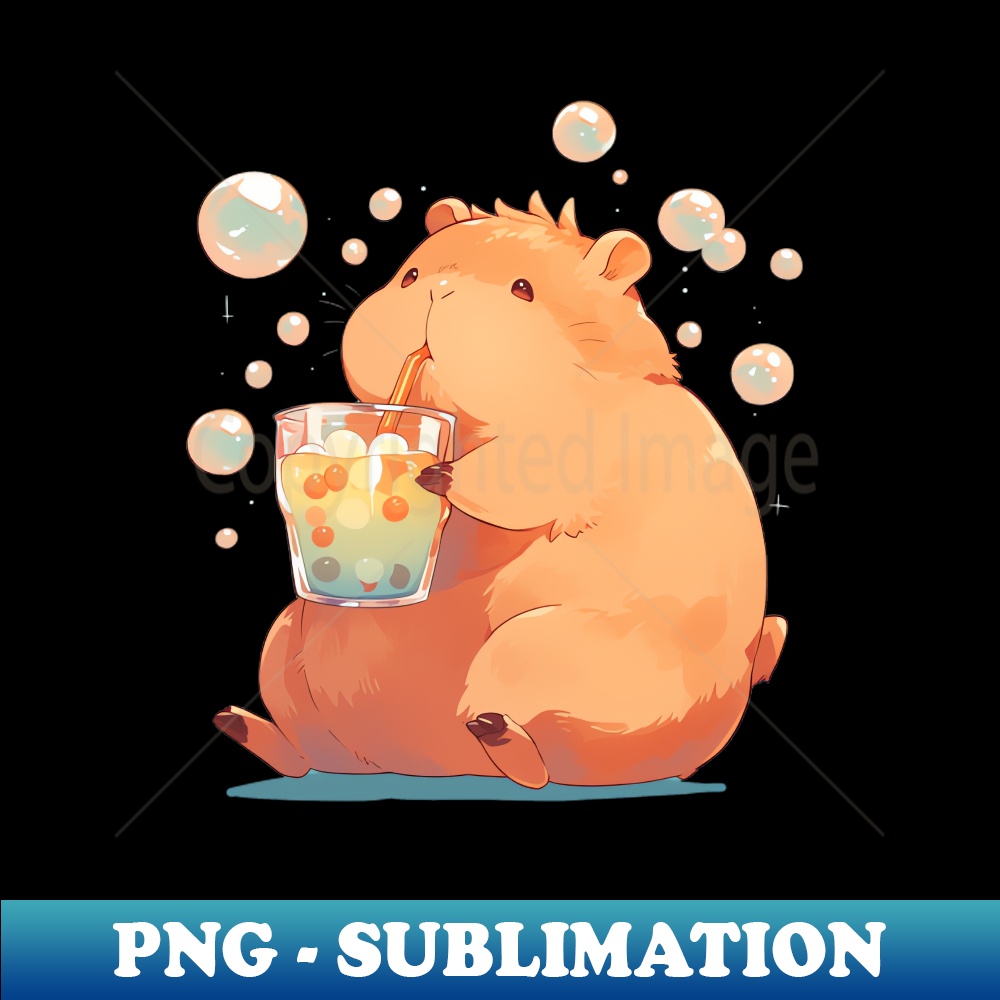 Chubby Capybara with Boba Bubble Tea - Premium PNG Sublimati | Inspire ...