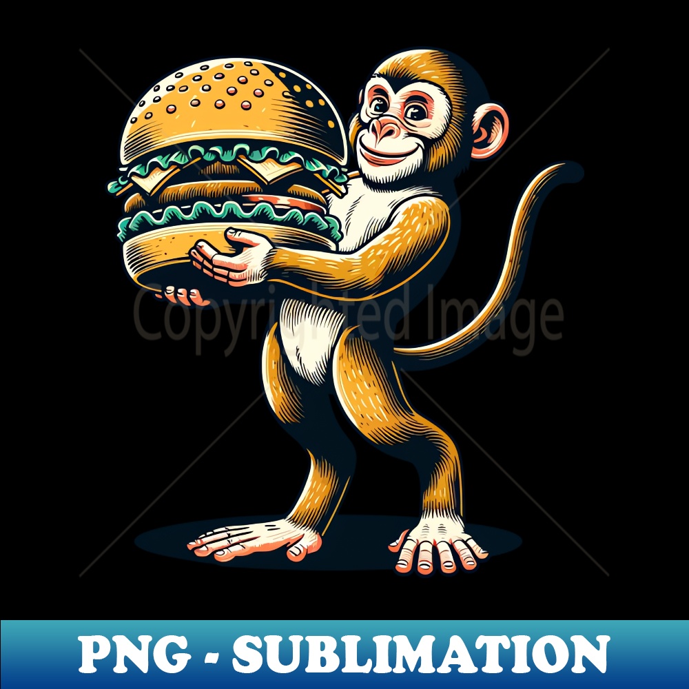 Monkey carrying burger - PNG Transparent Sublimation File | Inspire Uplift