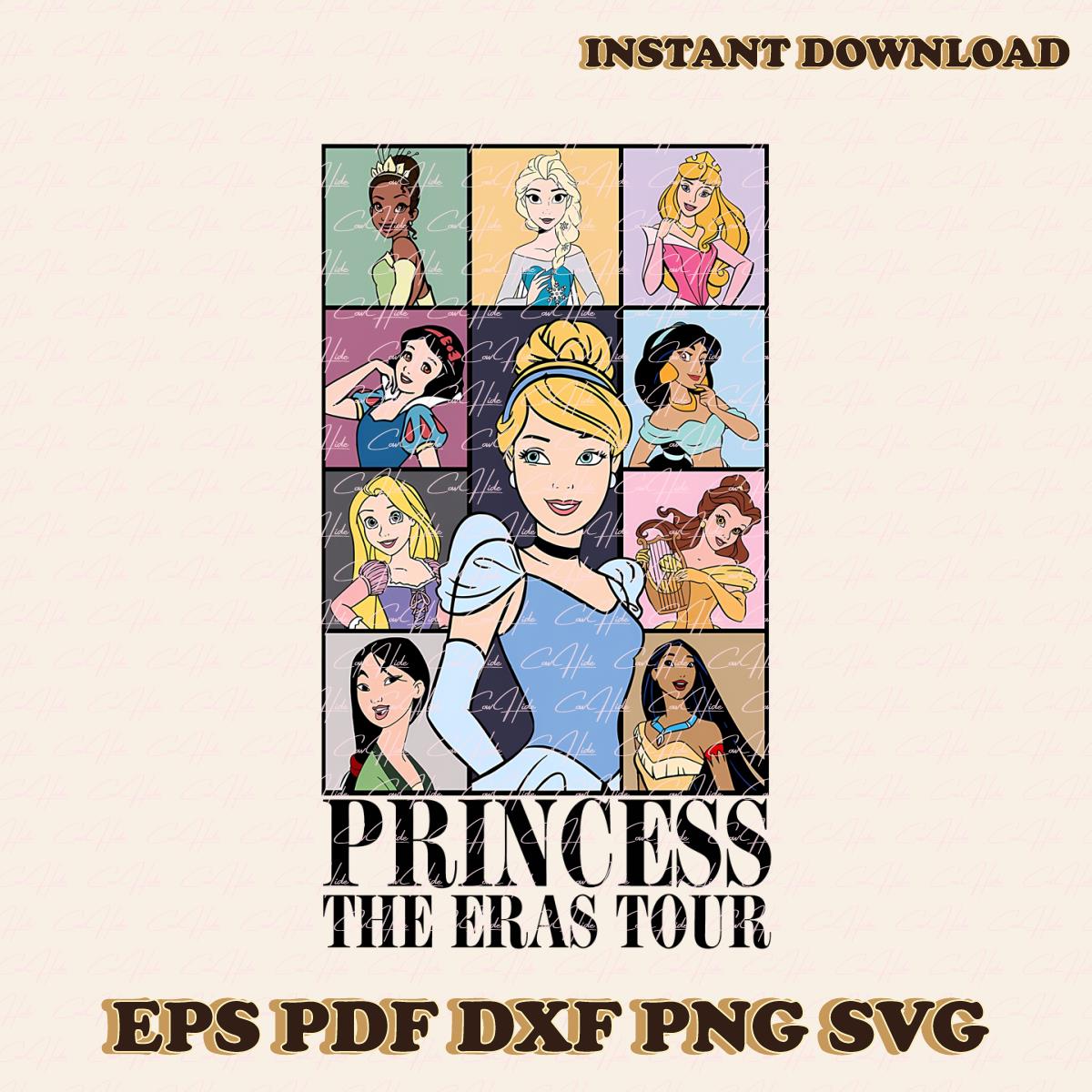 Princess Eras Tour SVG Disney Princess PNG Silhouette File - Inspire Uplift