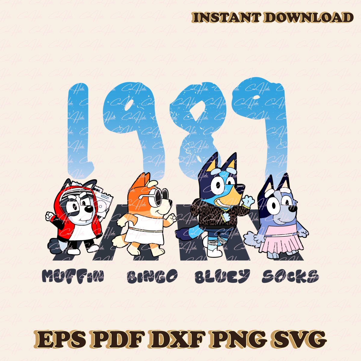 Funny Bluey Characters 1989 PNG | Inspire Uplift