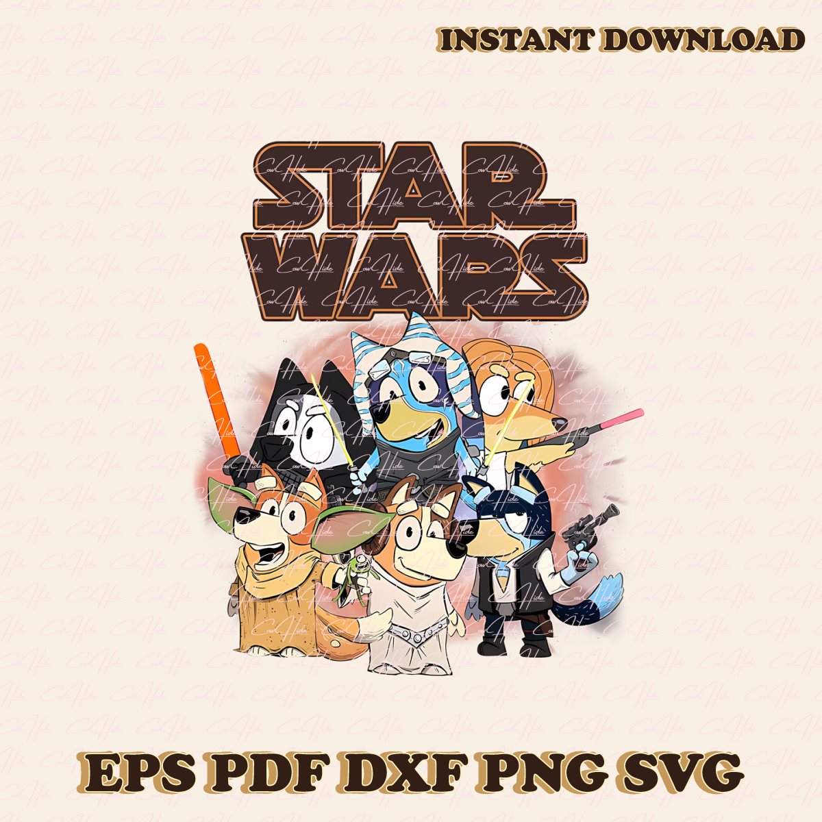 Retro Bluey Star War Friends PNG - Inspire Uplift