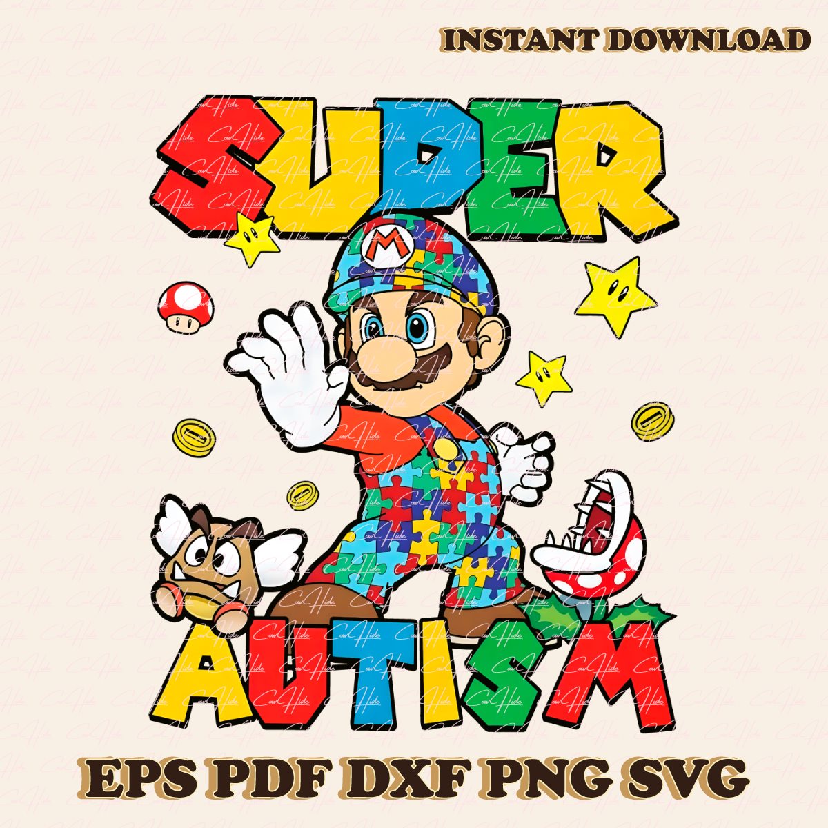 Retro Super Mario Super Autism PNG | Inspire Uplift