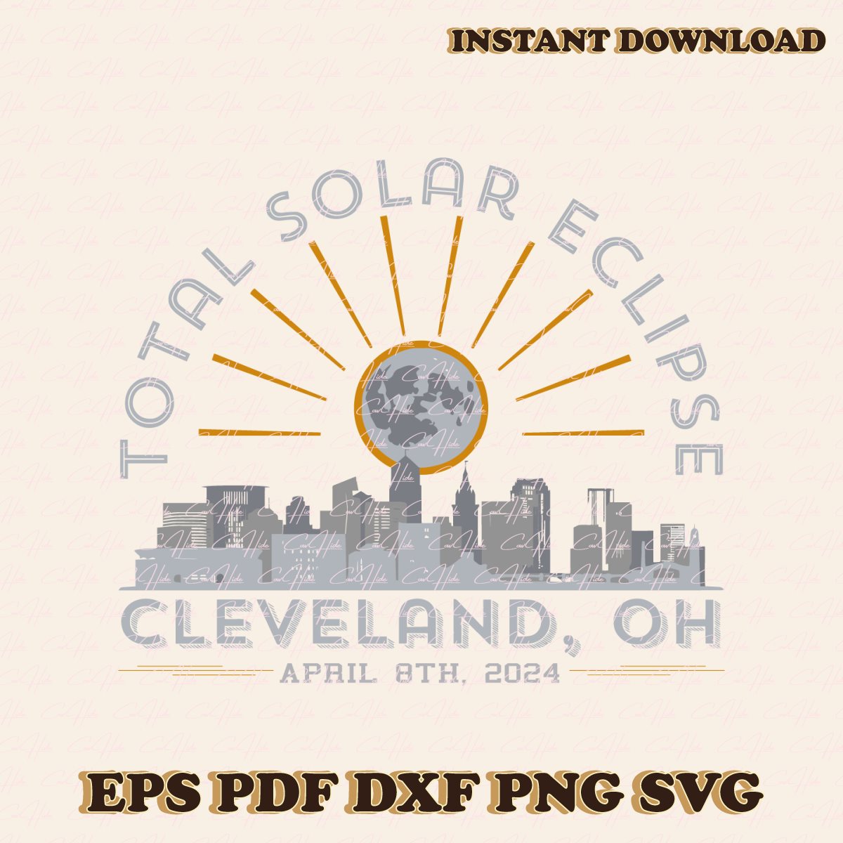Total Solar Eclipse 2024 Cleveland Viewing SVG | Inspire Uplift