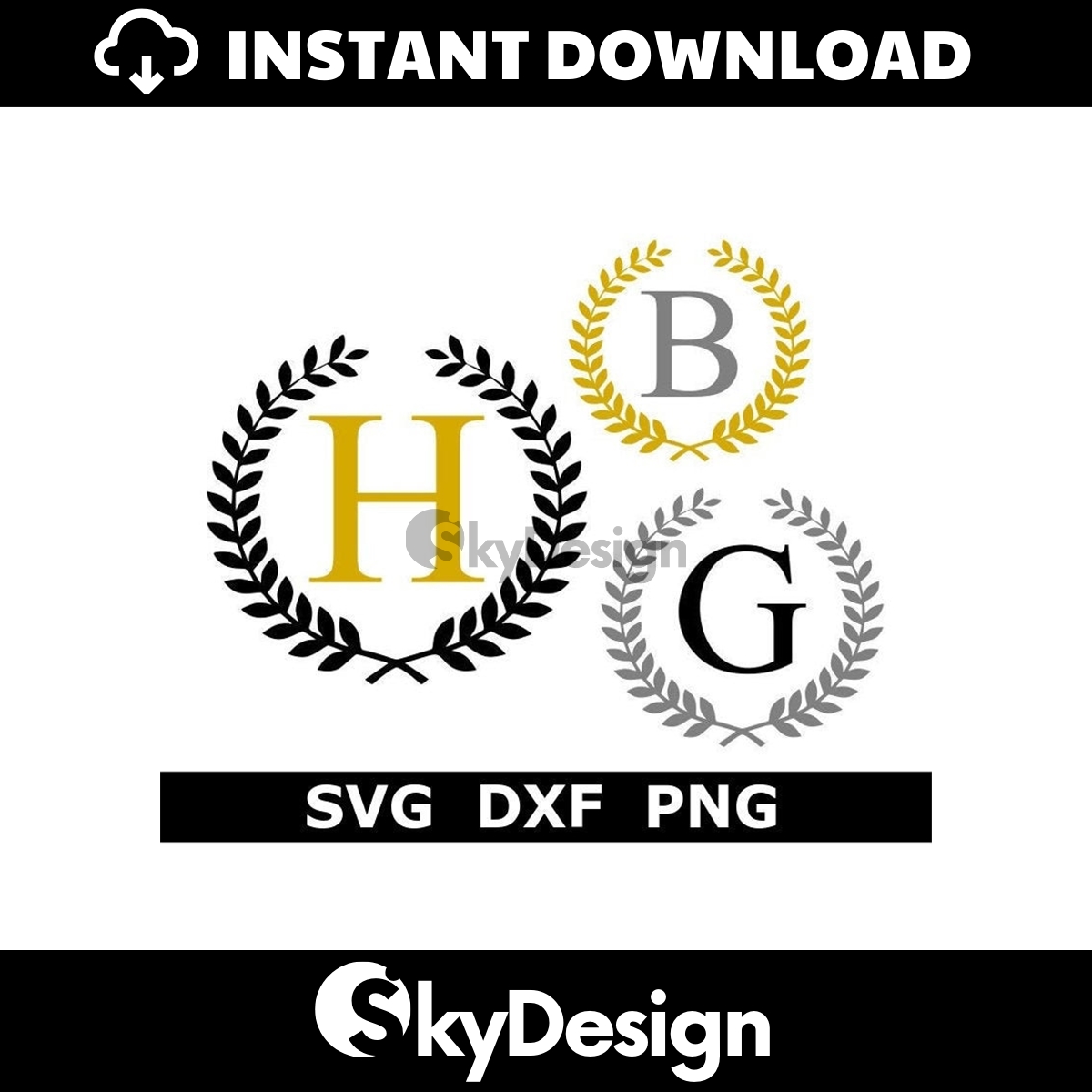 Monogram SVG/DXF/PNG, Laurel Roman Monogram Alphabet, Digita | Inspire ...