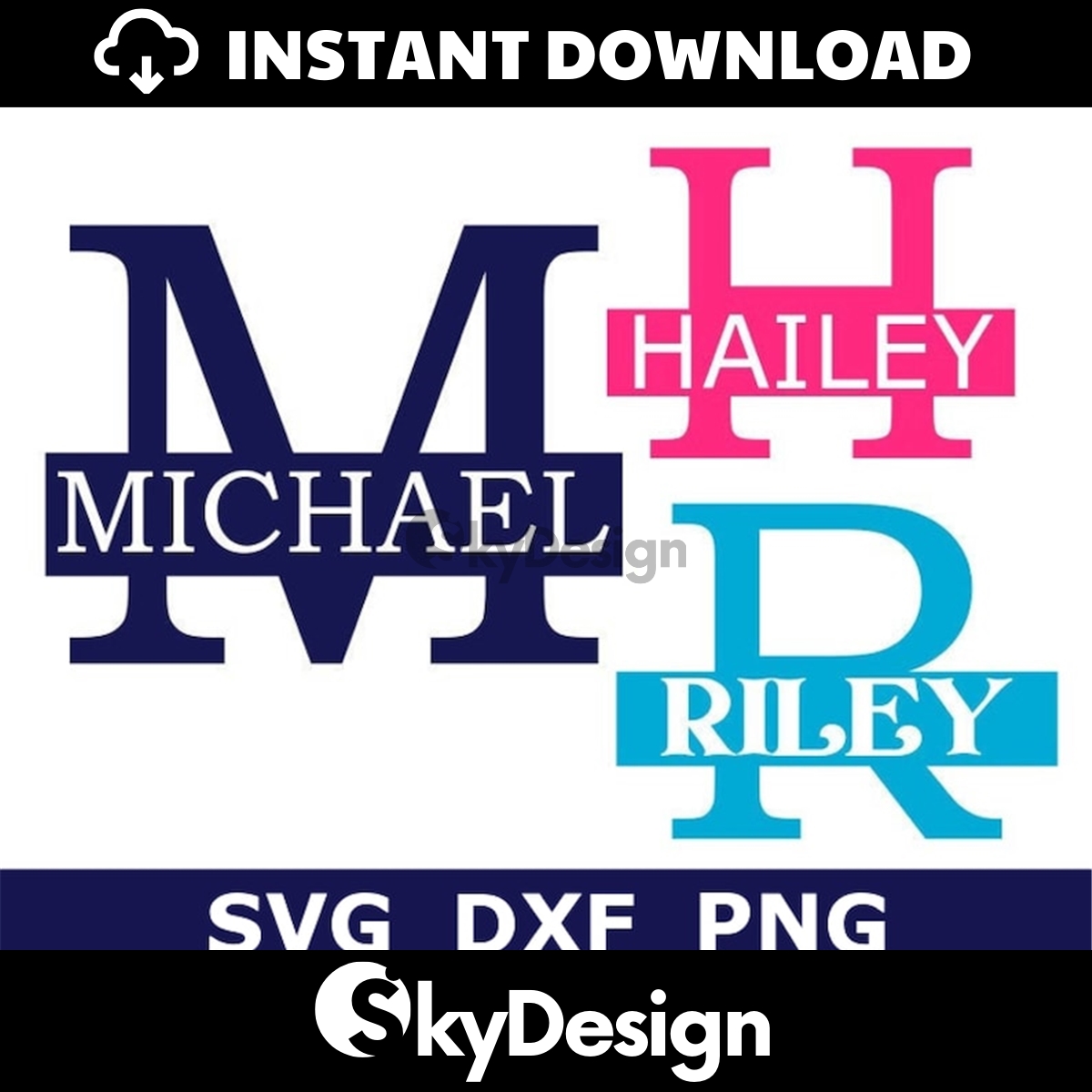 Split Monogram SVG/DXF/PNG, Split Bar Frame Alphabet, Digita | Inspire ...