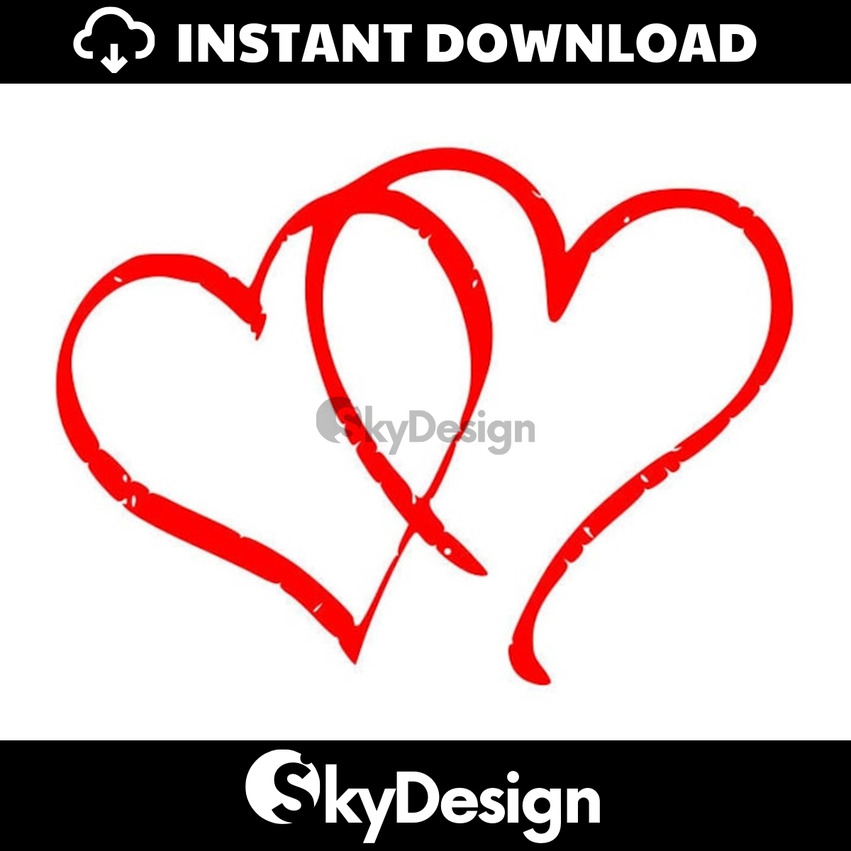 Valentines Day SVG, Double Heart Outline SVG, Love SVG, Digi | Inspire ...