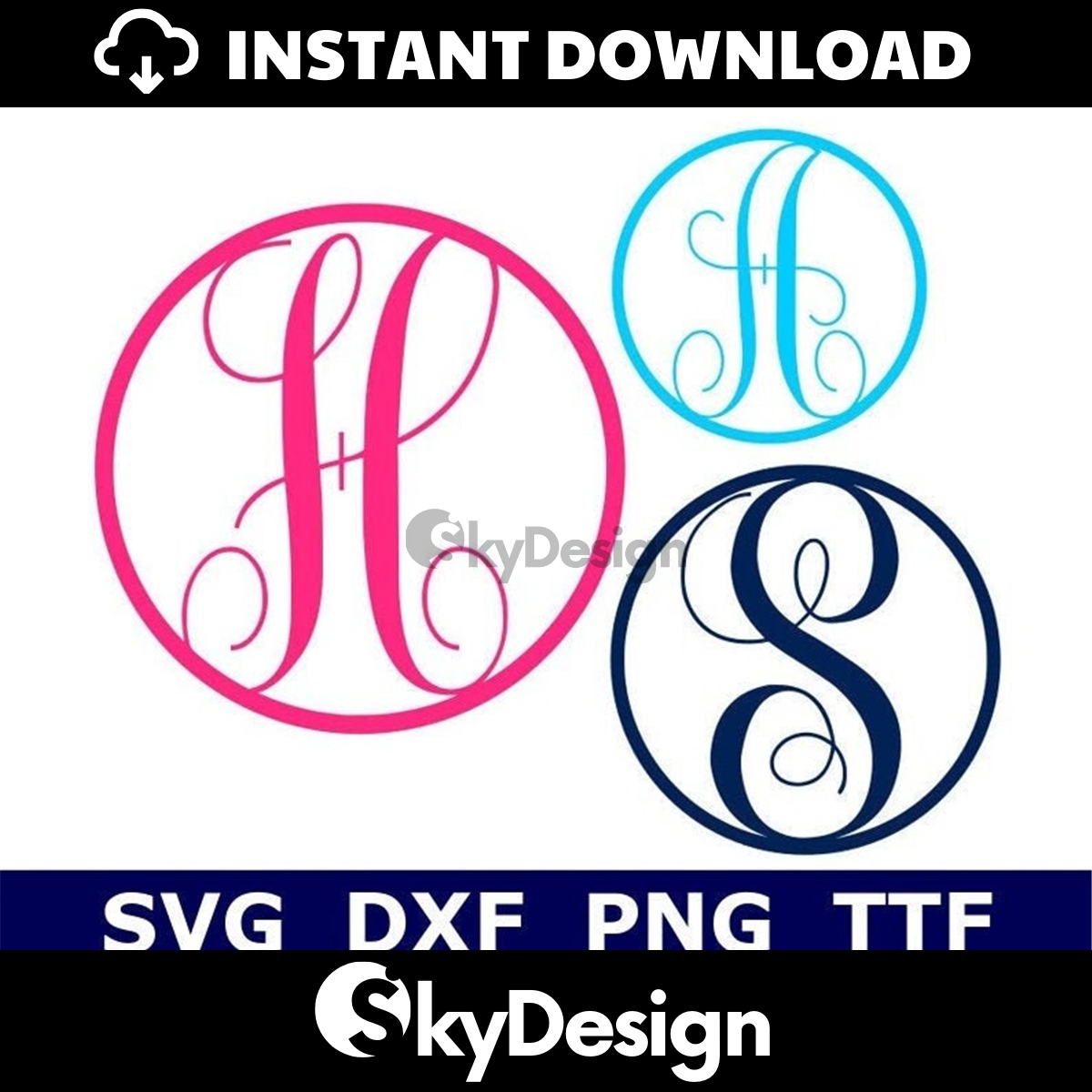 Monogram SVG TTF Alphabet, Keychain Circle Letters, School | Inspire Uplift