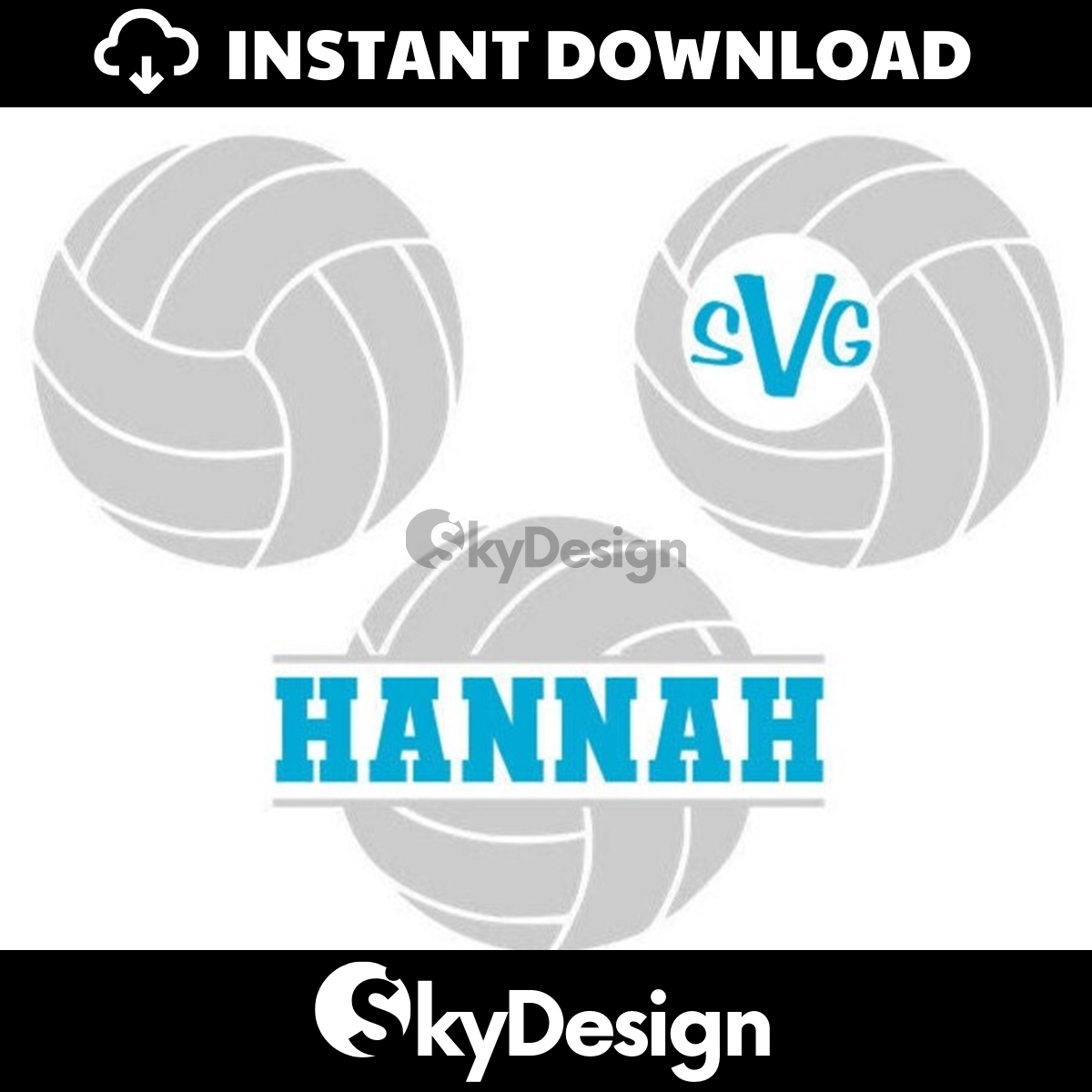 Volleyball SVG Frames, Monogram Frame SVG, Name Frame SVG, D - Inspire ...