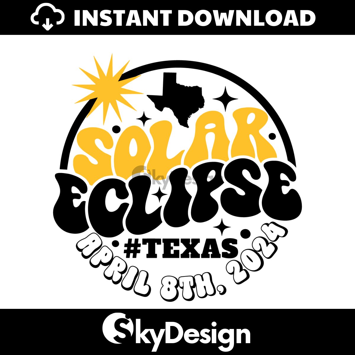 Retro Solar Eclipse Texas April 2024 SVG | Inspire Uplift