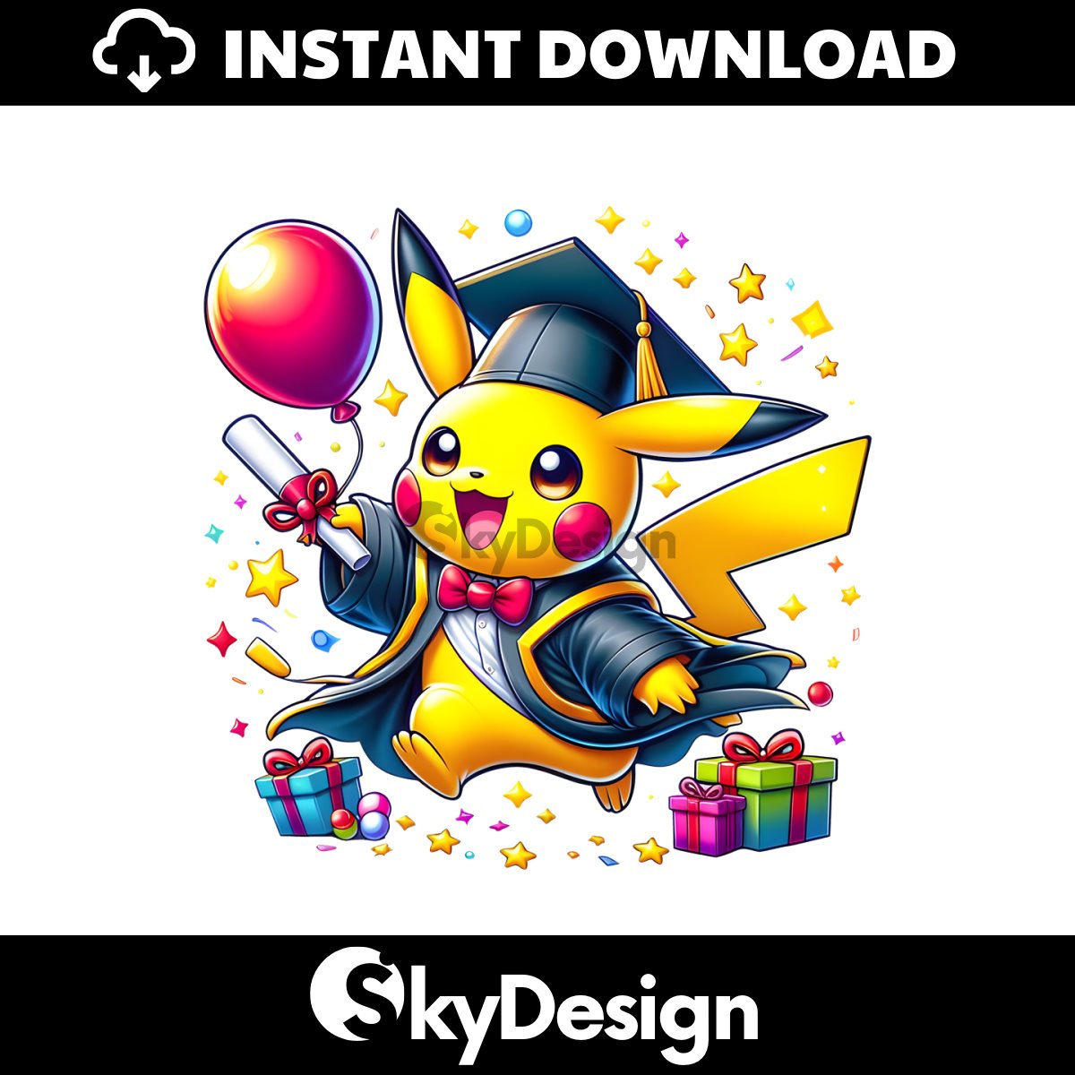 Cartoon Pikachu Graduation 2024 PNG | Inspire Uplift