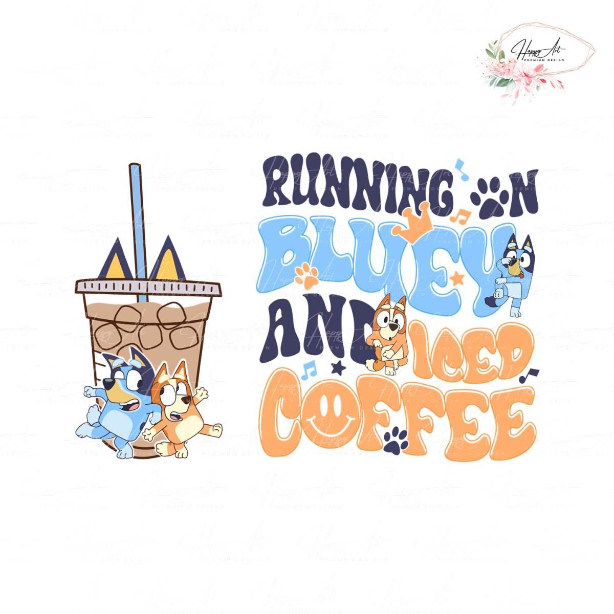 Bluey Bingo Running On Bluey And Iced Coffee SVG - Inspire Uplift
