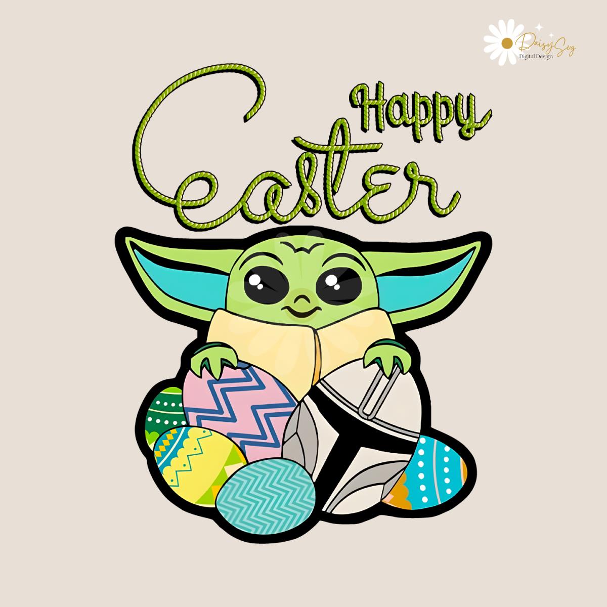 Star Wars Baby Yoda Happy Easter PNG | Inspire Uplift
