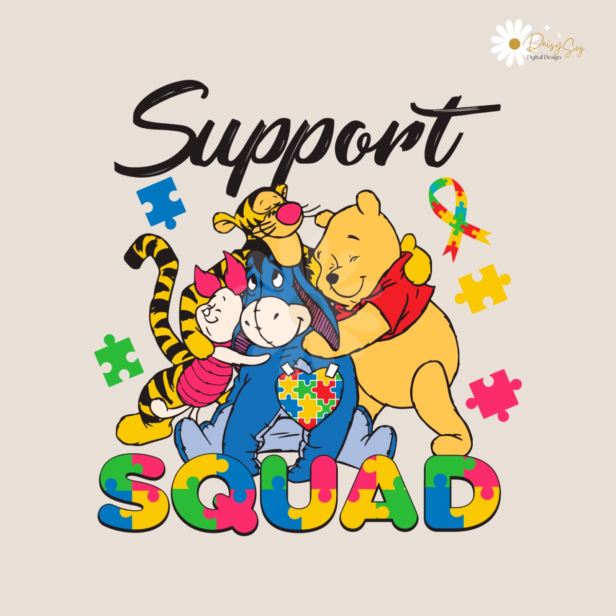 Autism Support Squad Winnie The Pooh Friends SVG | Inspire Uplift