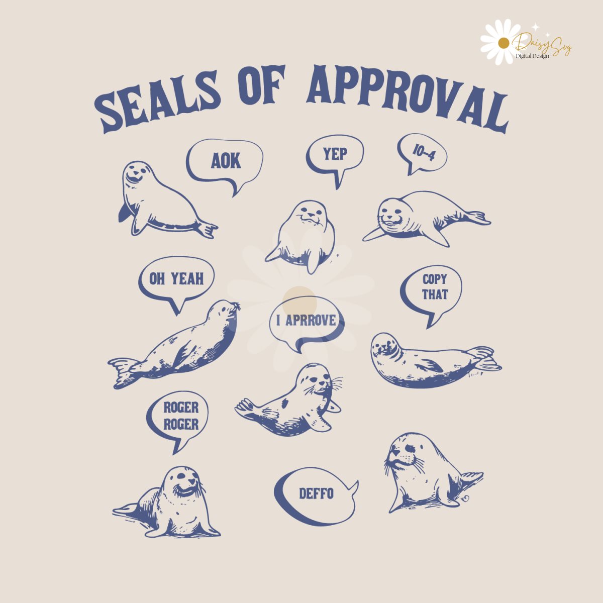 Retro Seals Of Approval Funny Animal SVG | Inspire Uplift