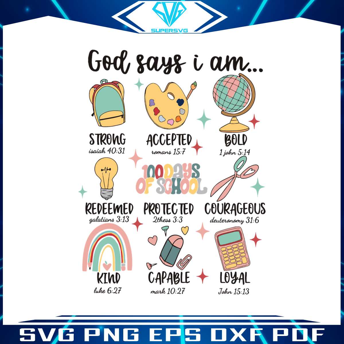 God Says I Am 100 Days Of School SVG,100th day of school,Hap | Inspire ...