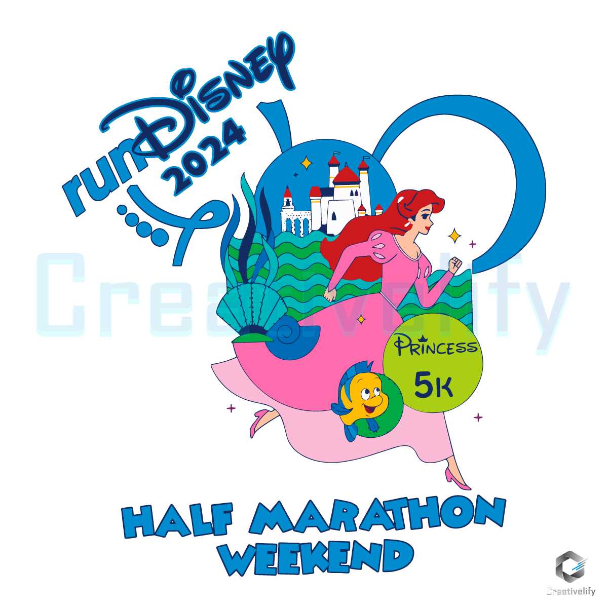 Ariel Half Marathon Weekend SVG runDisney 2024 File | Inspire Uplift