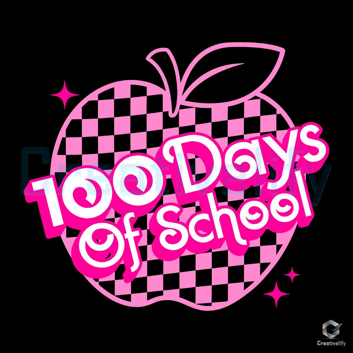 Happy 100 Days Of School SVG Pink Apple File Design | Inspire Uplift