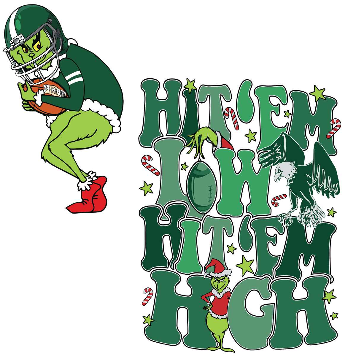 Hit Em Low Hit Em High SVG Grinch Eagles File | Inspire Uplift