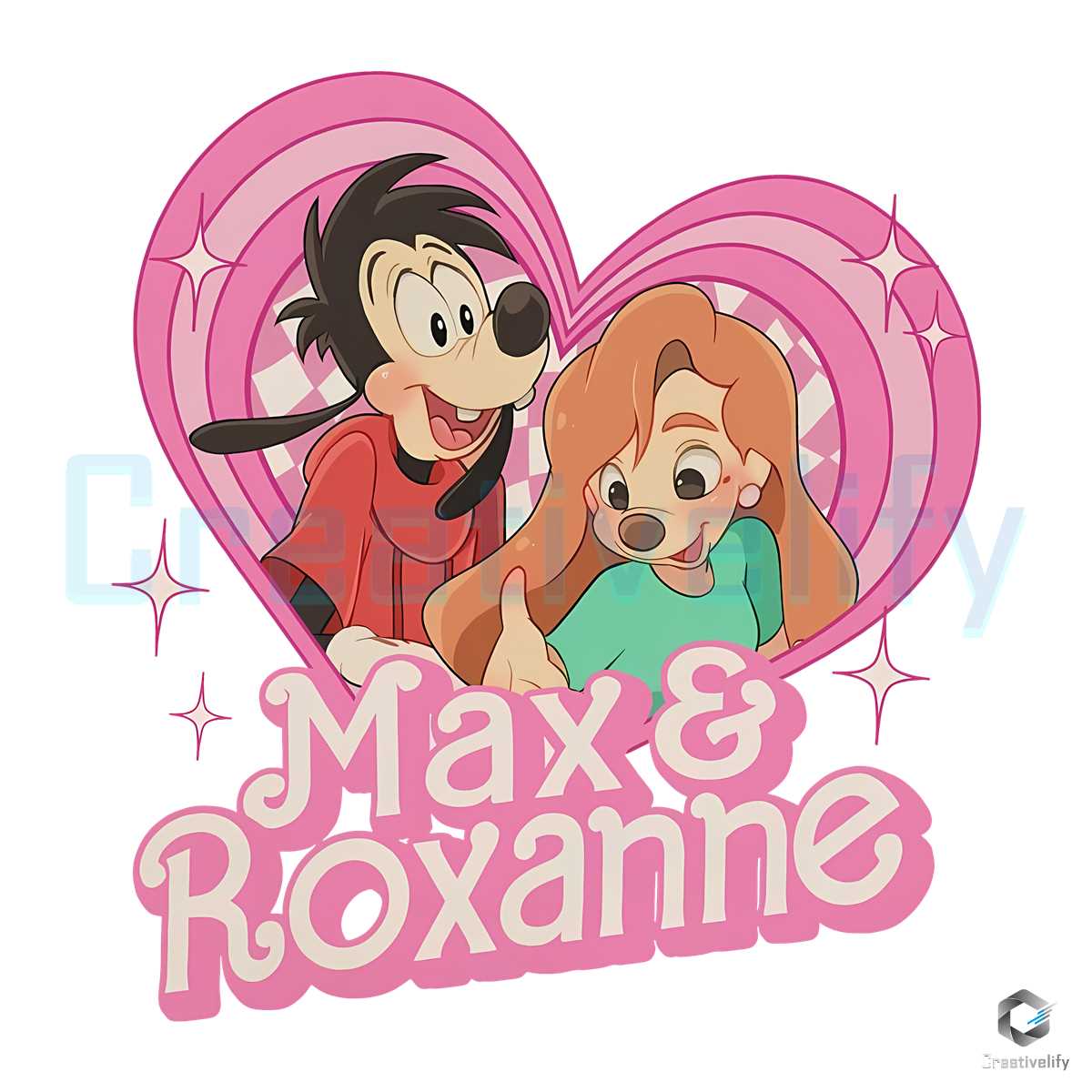 Max and Roxanne Valentine PNG Pink Doll Heart File | Inspire Uplift