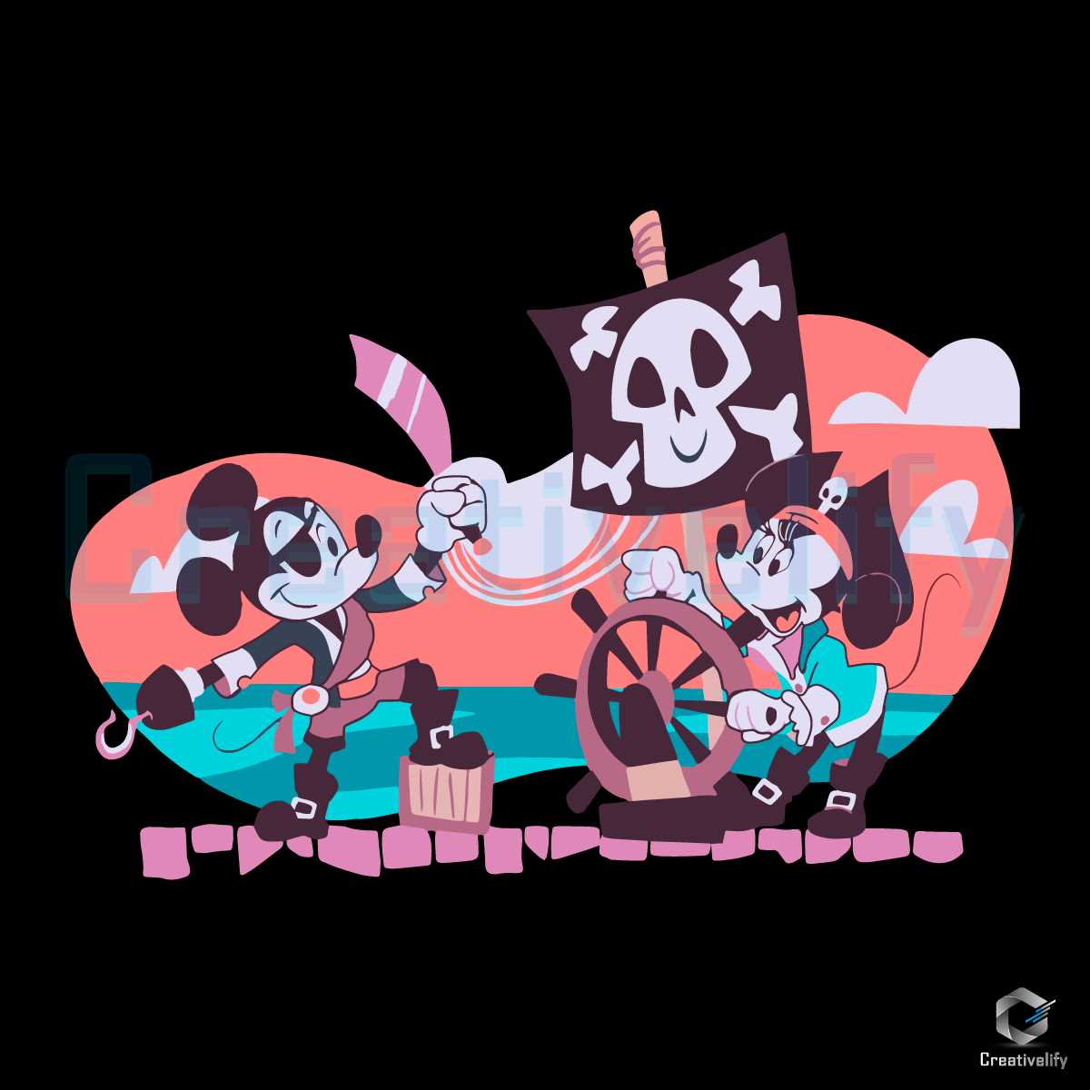 Mickey Minnie Pirates SVG Disney Of The Caribbean File | Inspire Uplift