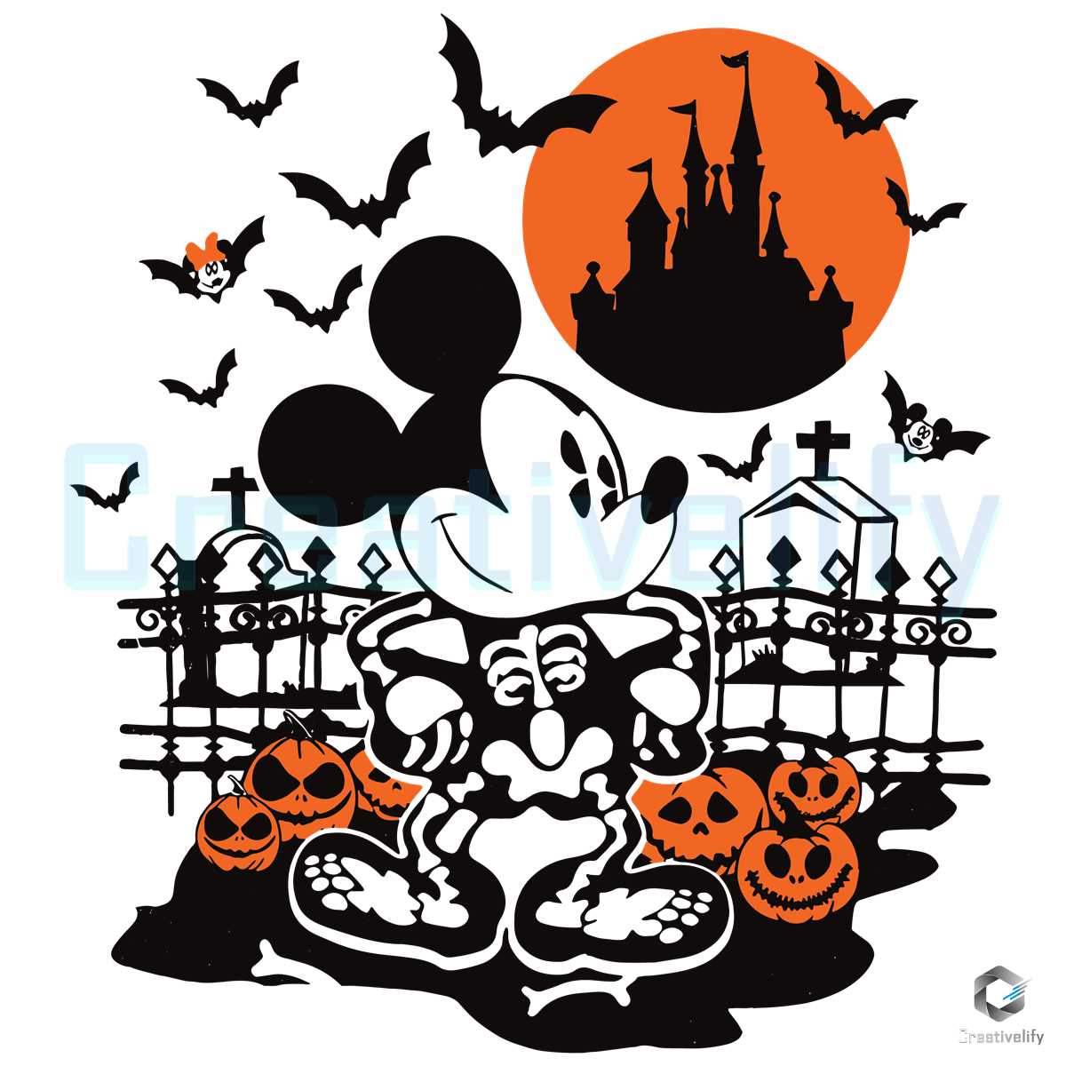 Mickey Mouse Skeleton SVG Disney Halloween File | Inspire Uplift