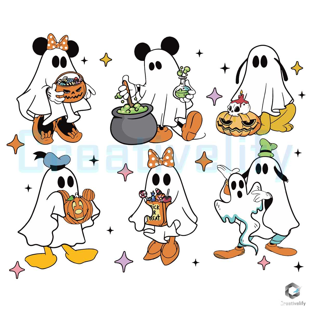 Retro Mickey Friends Ghost Svg Halloween File For Cricut | Inspire Uplift