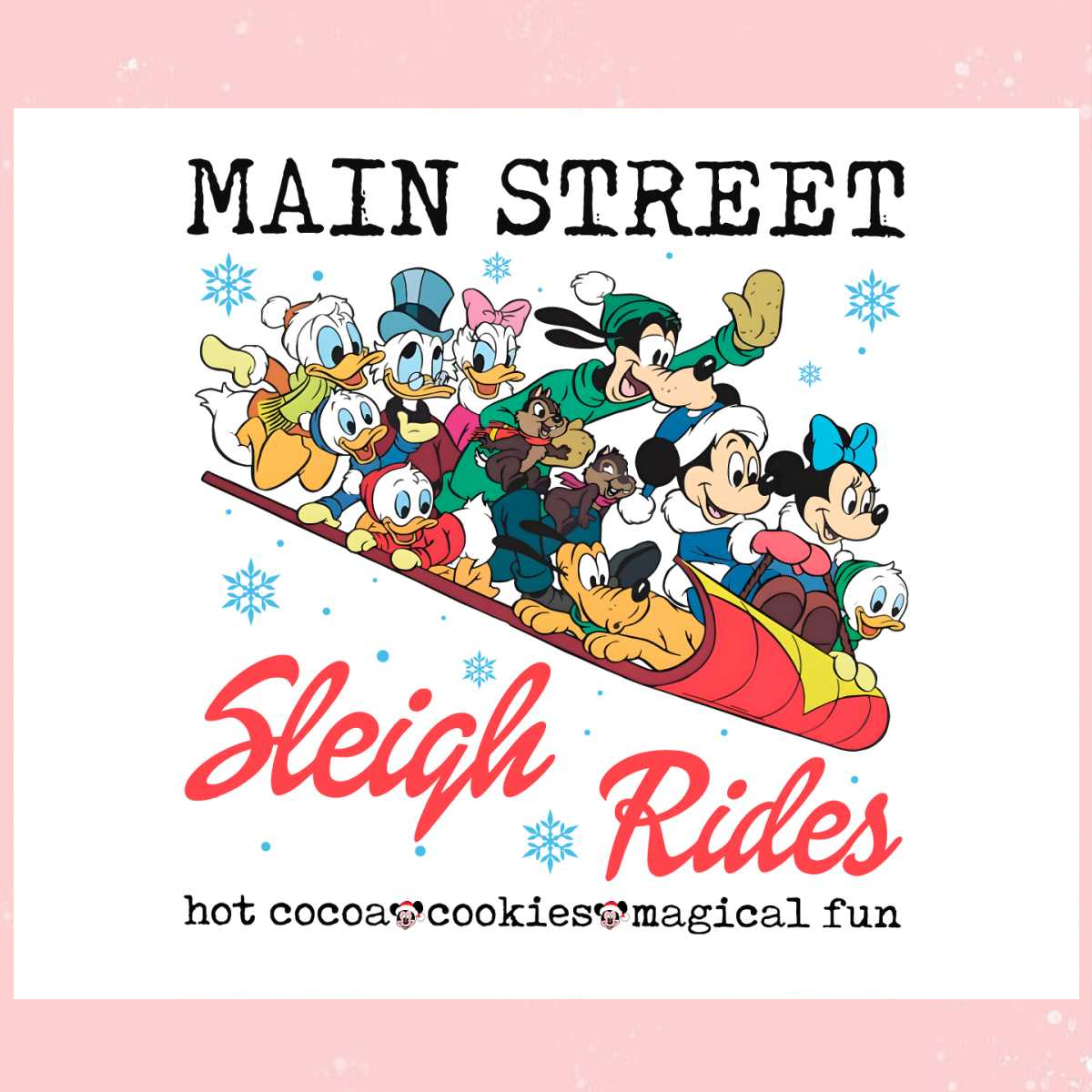 Vintage Mickey And Friends Main Street Sleigh Rides PNG,Disn | Inspire ...