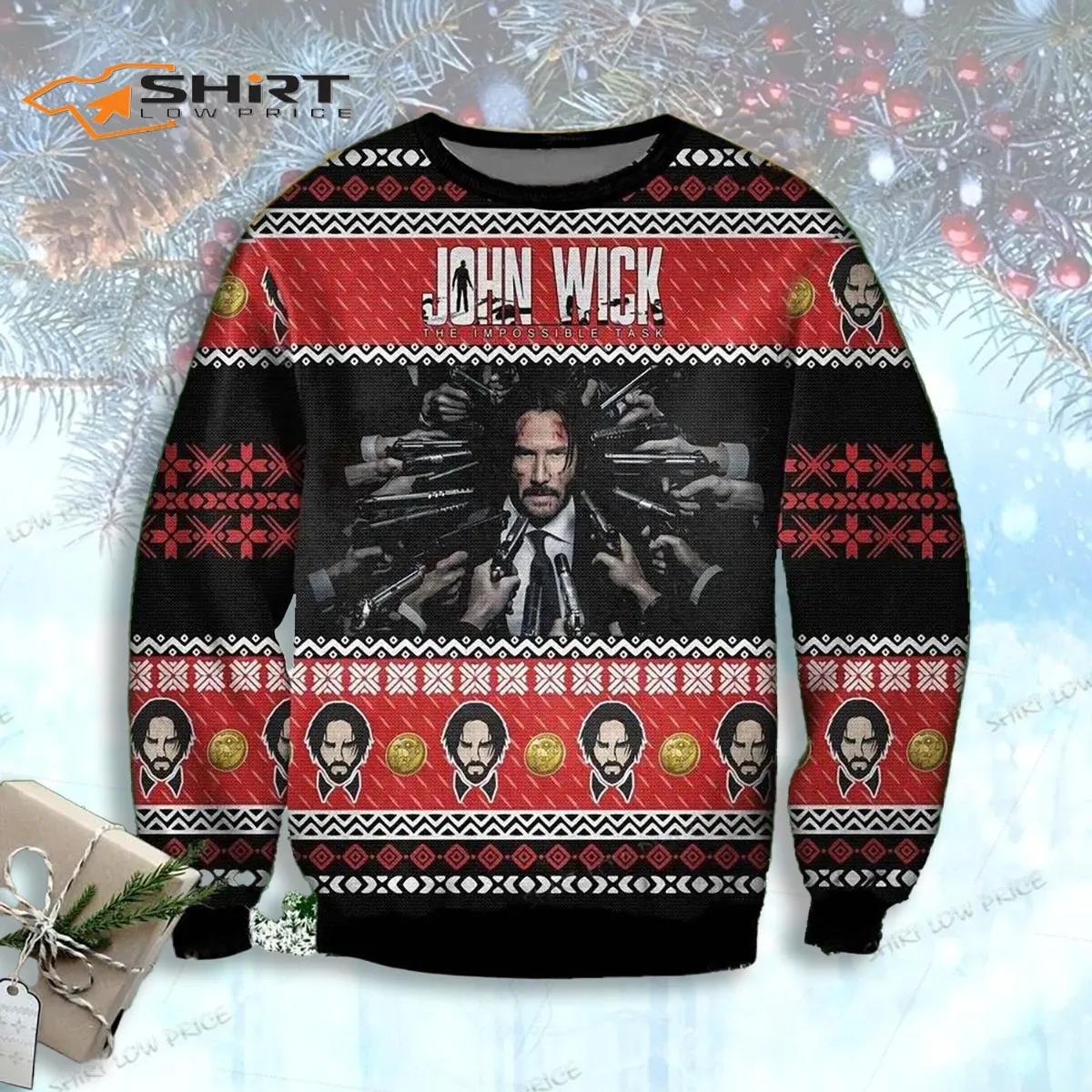 John Wick The Impossible Task Poster Ugly Christmas Sweater | Inspire ...