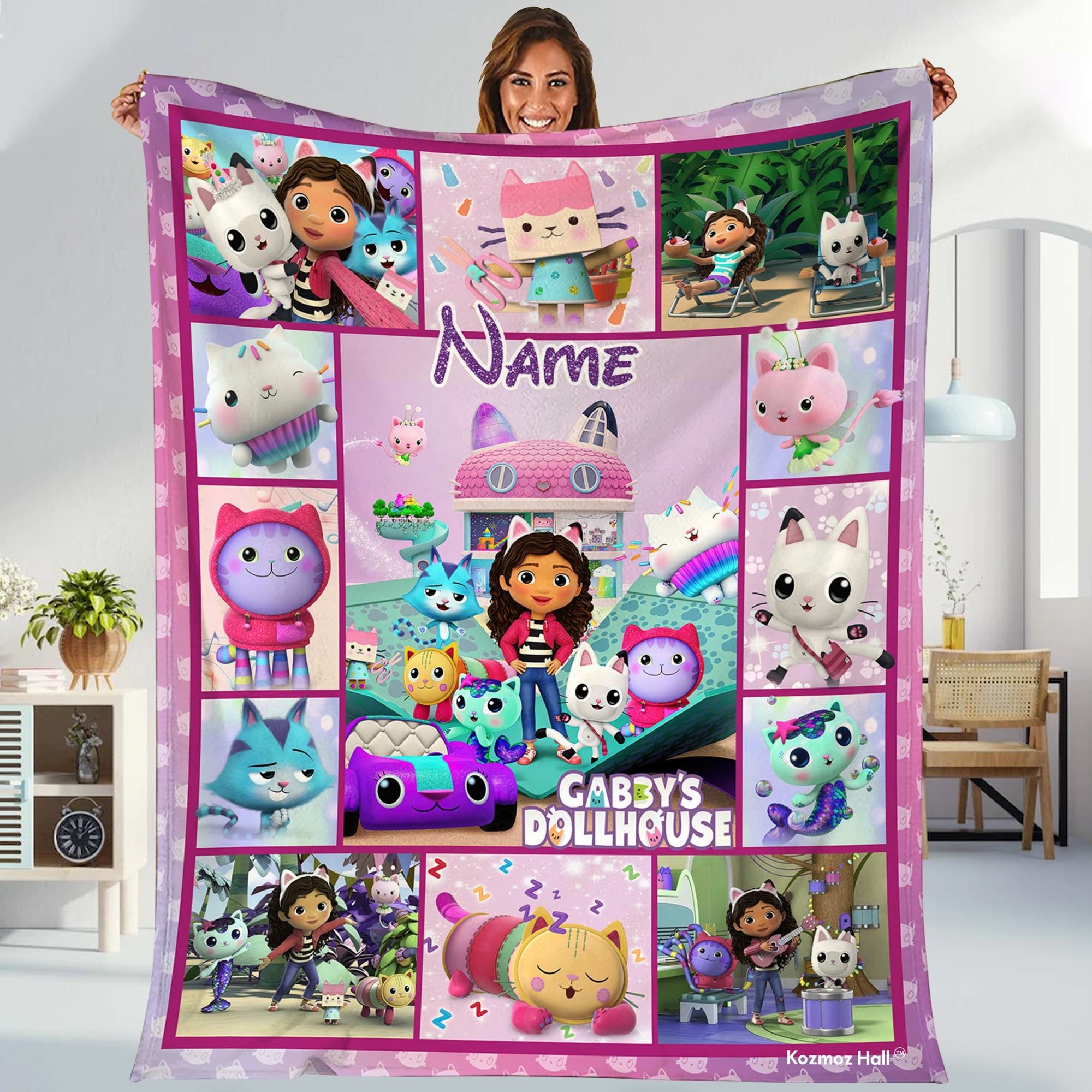 Gabbys Dollhouse Fleece Blanket, Personalized Gabby Blanket, - Inspire ...