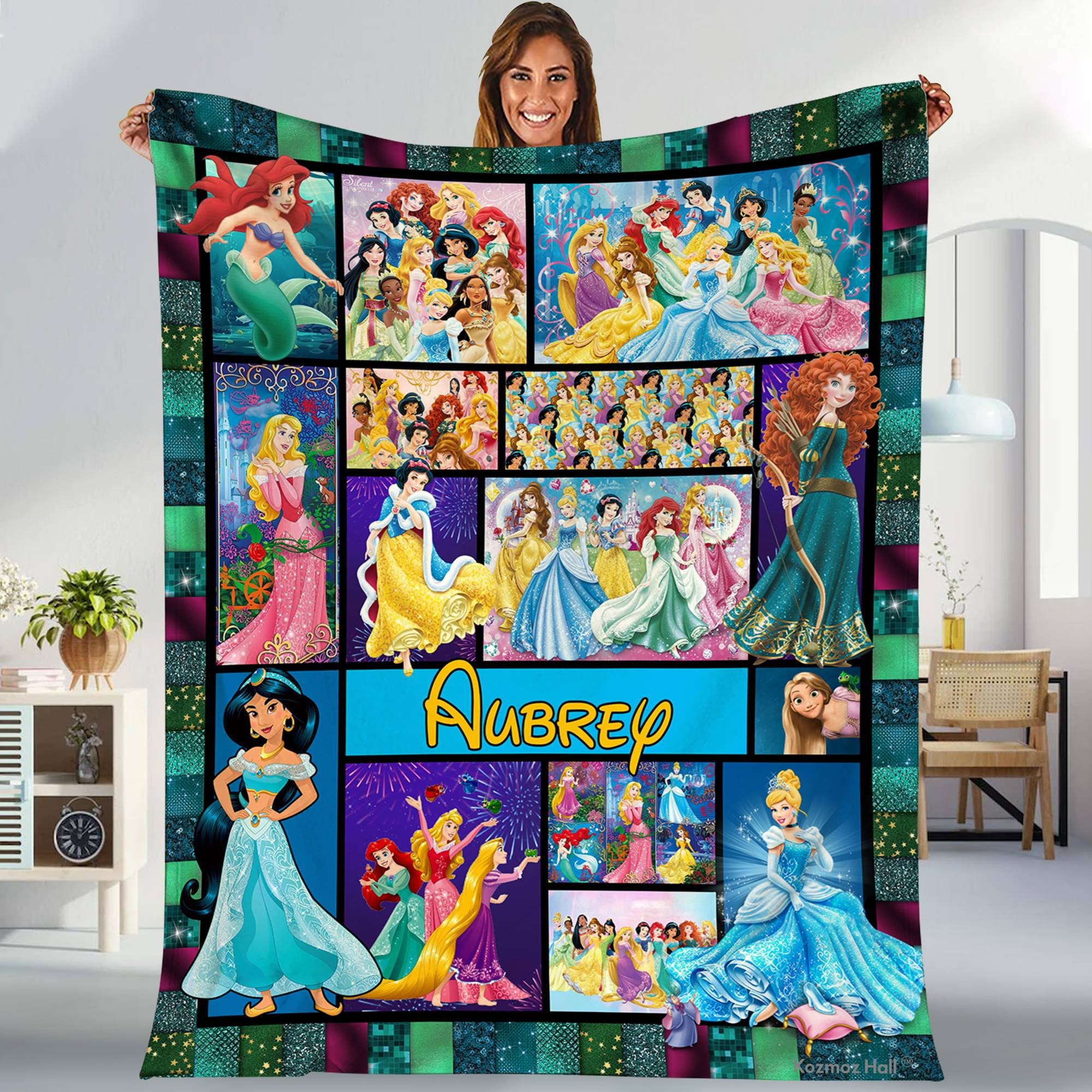 Personalized Disney Princess Blanket Disney Princesses Fleec | Inspire ...