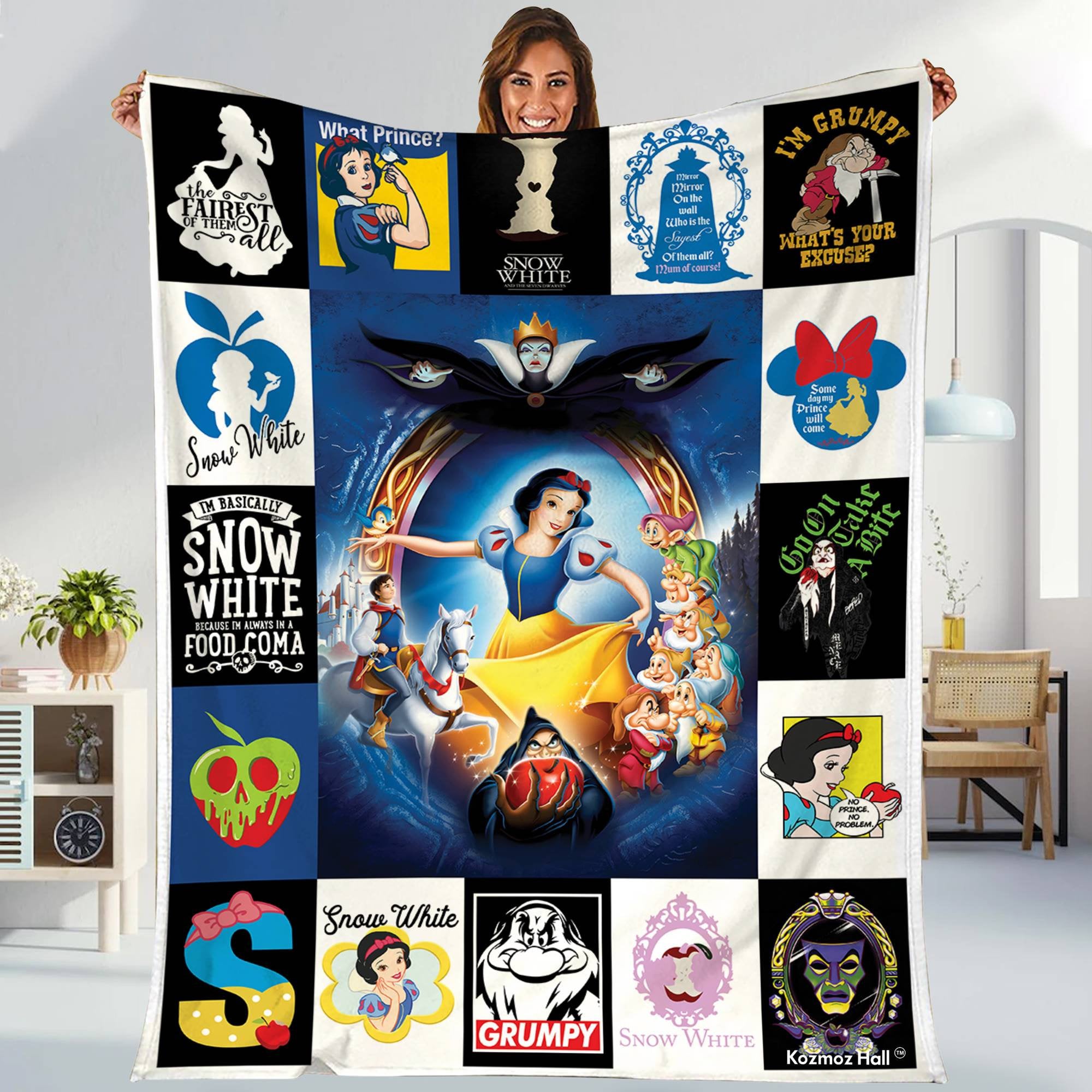 Snow White And Seven Dwarfs Fleece Blanket Snow White Princ | Inspire ...