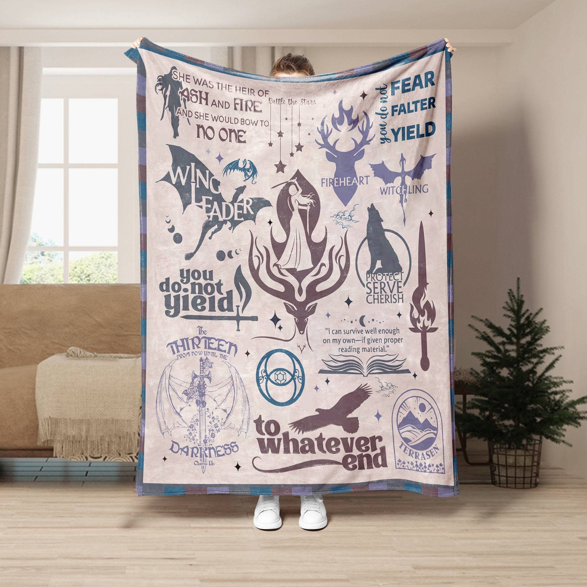 Throne Of Glass Doodle Art Blanket Sarah J Maas SJM Merch B - Inspire ...