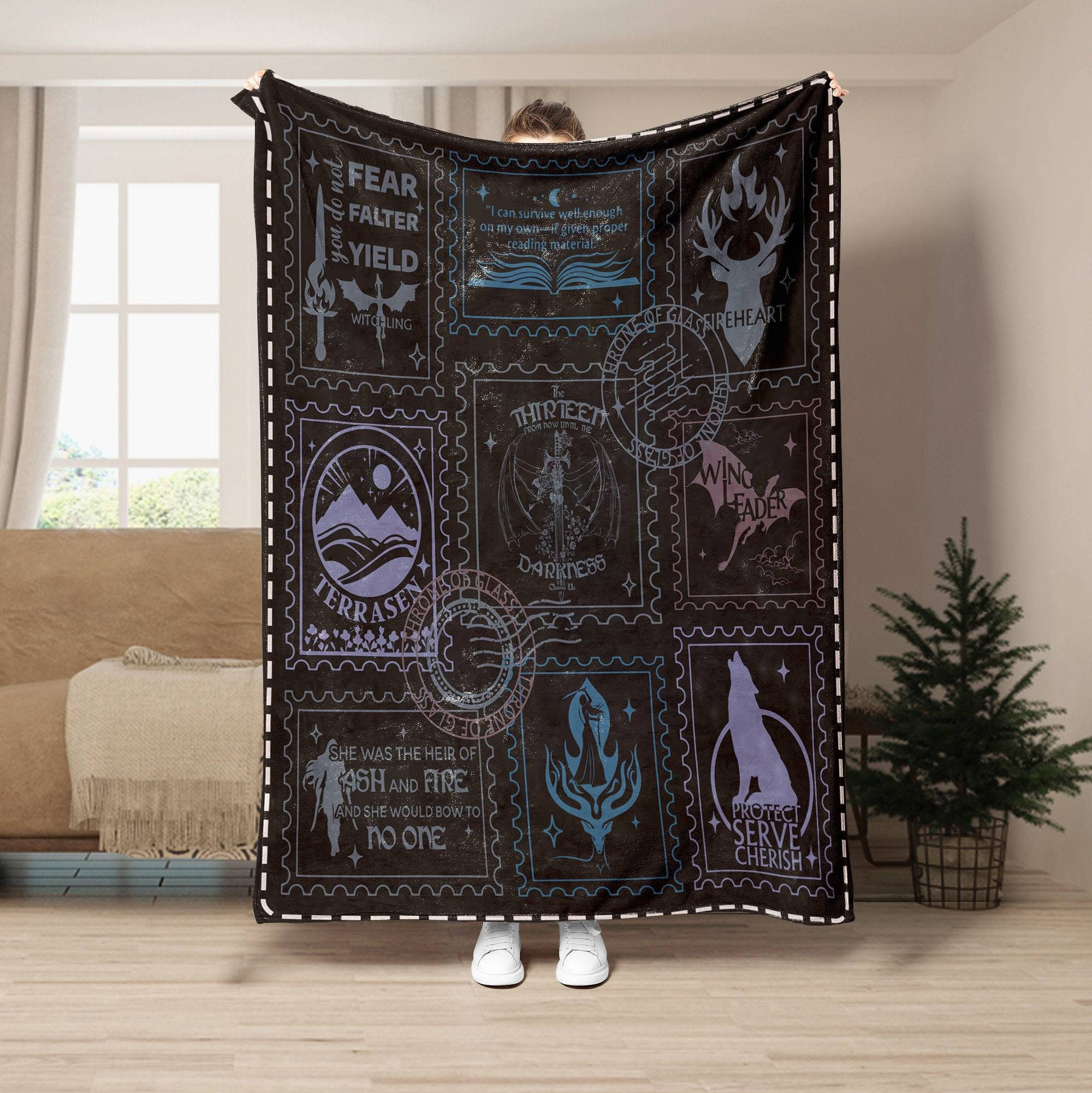 Throne Of Glass Doodle Art Blanket Sarah J Maas SJM Merch B - Inspire ...