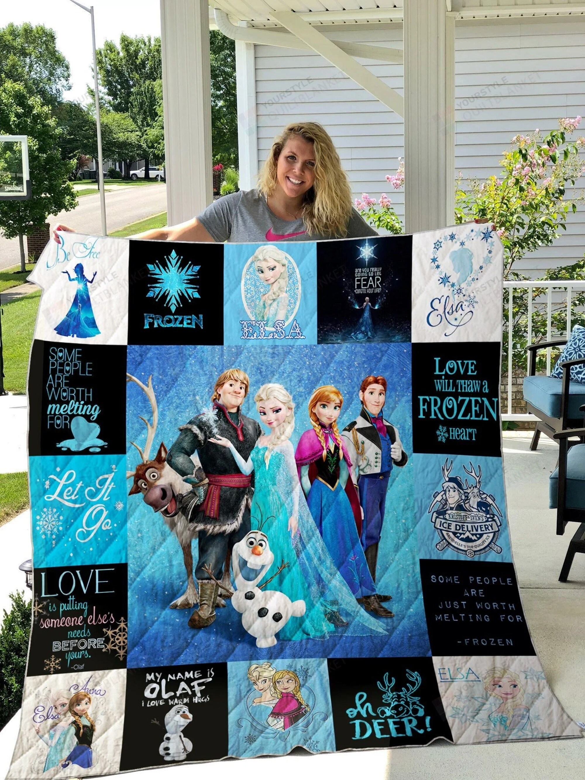 Frozen Movie Fleece Blanket Elsa Anna Olaf Kristoff Sven Bla | Inspire ...