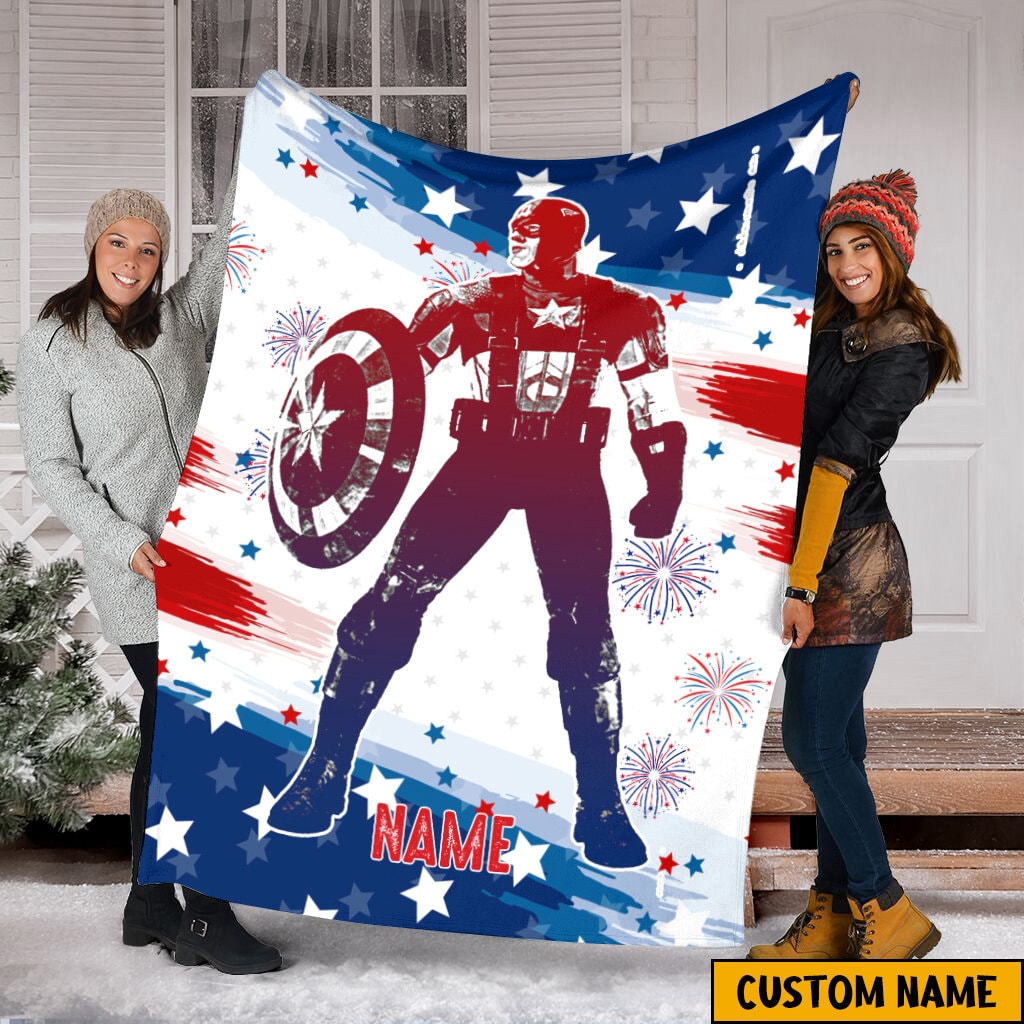 Marvel Captain America Blanket, Freedom Day Flag, Custom Nam | Inspire ...
