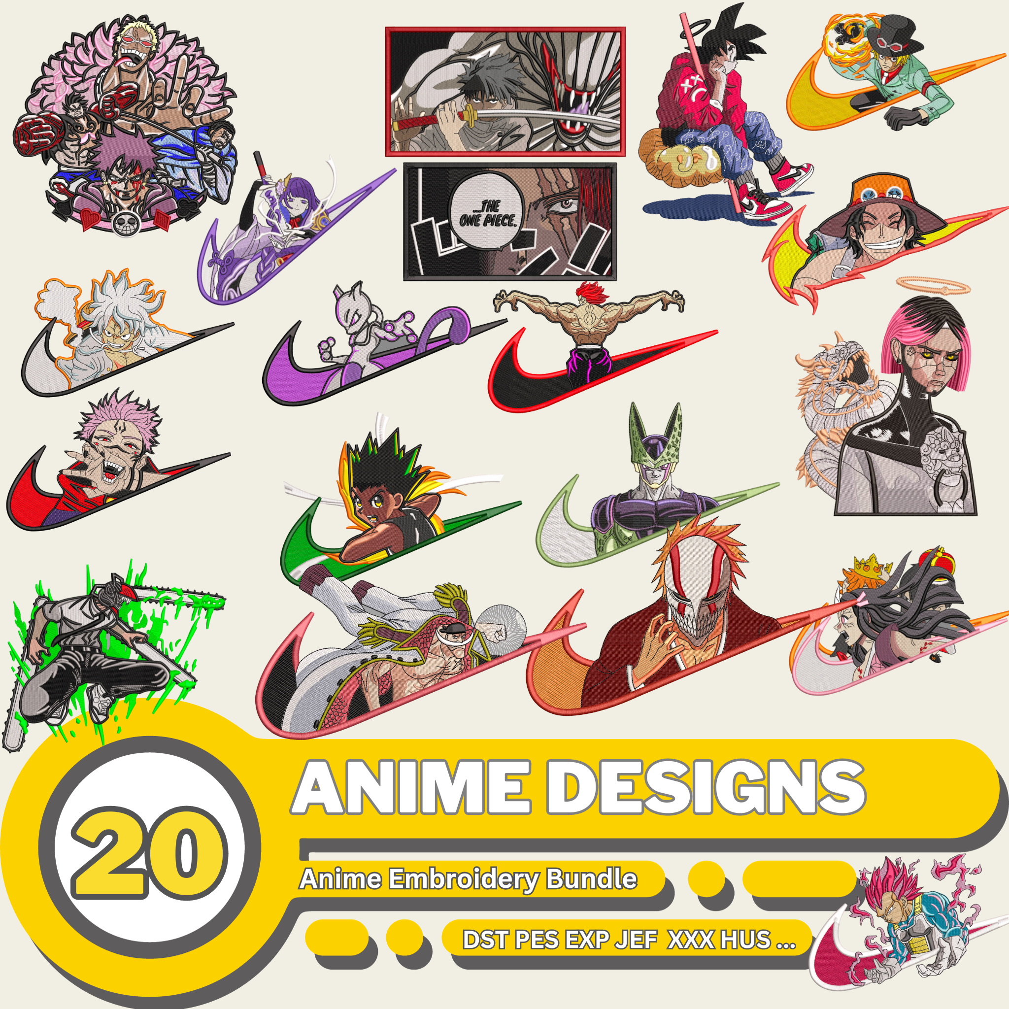 20 Anime Embroidery Designs Bundle, Anime Machine Embroidery | Inspire ...