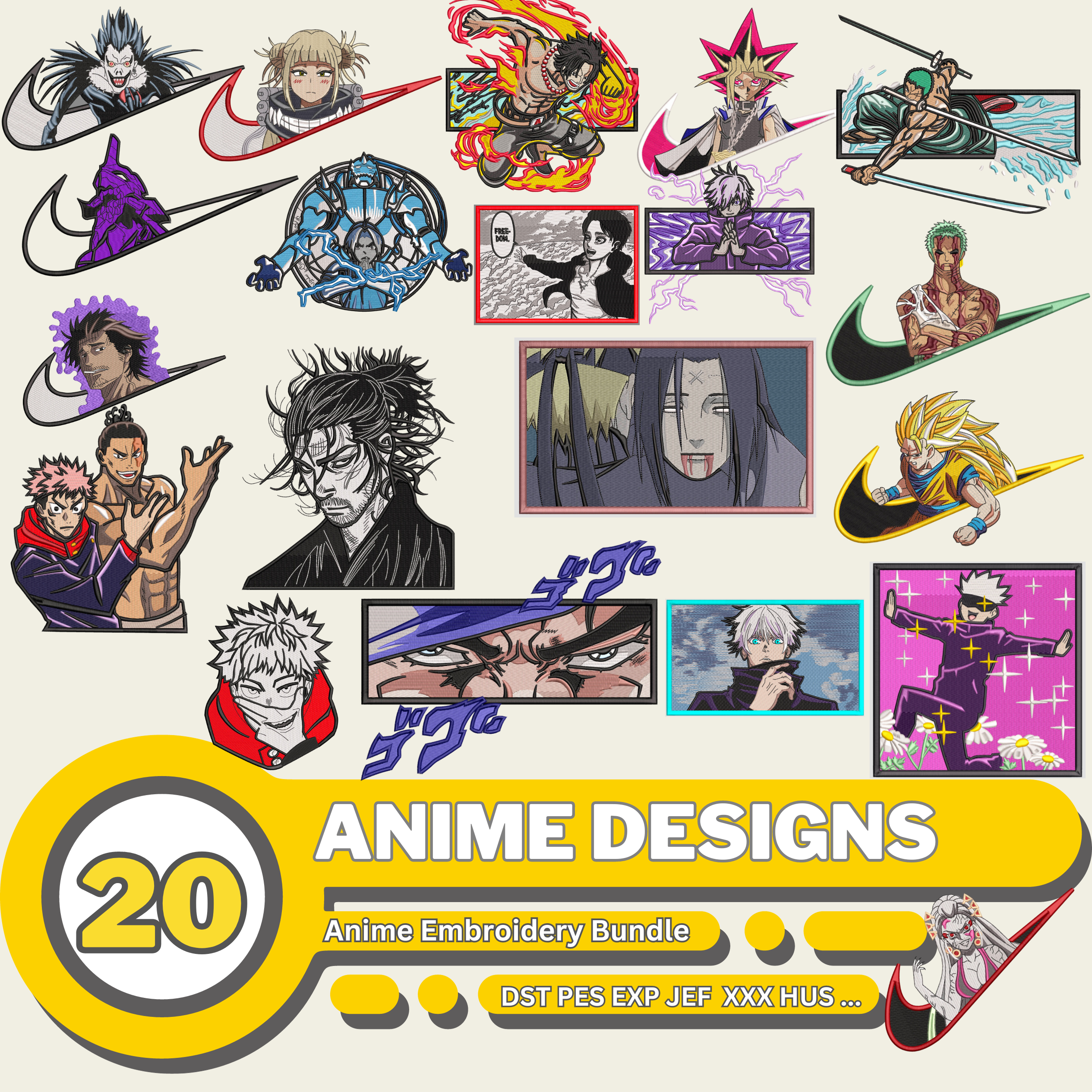 20 Anime Embroidery Designs Bundle, Anime Machine Embroidery | Inspire ...