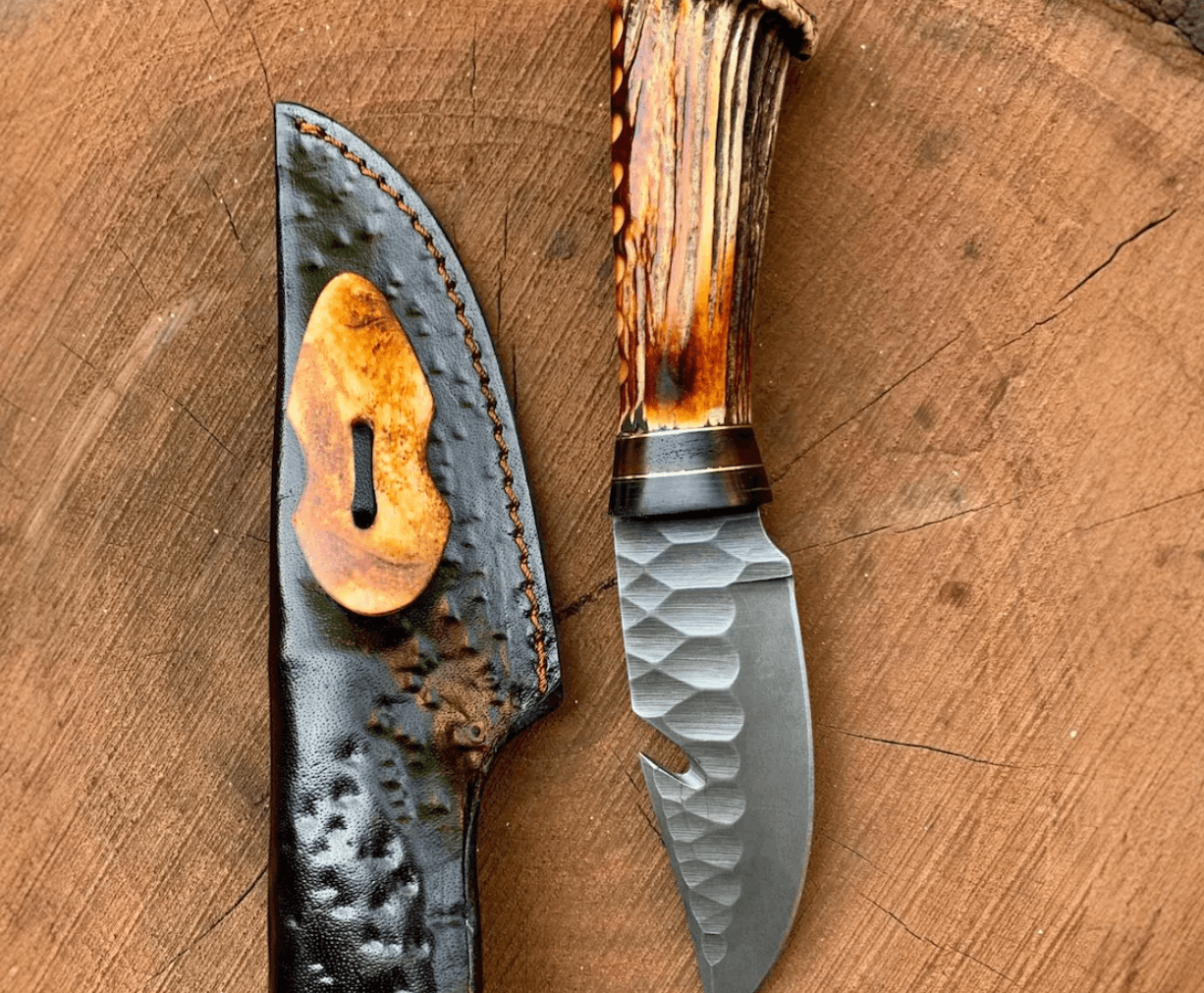 Buy Hand-Forged Carbon Steel Skinner Knife – Antler Handle | Inspire Uplift