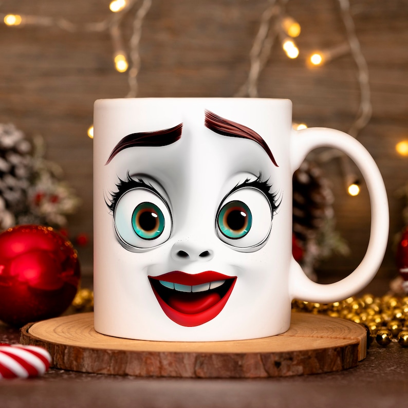 3D Funny Face Mug 11oz & 15oz Mug, Flower Mug Design Mug | Inspire Uplift
