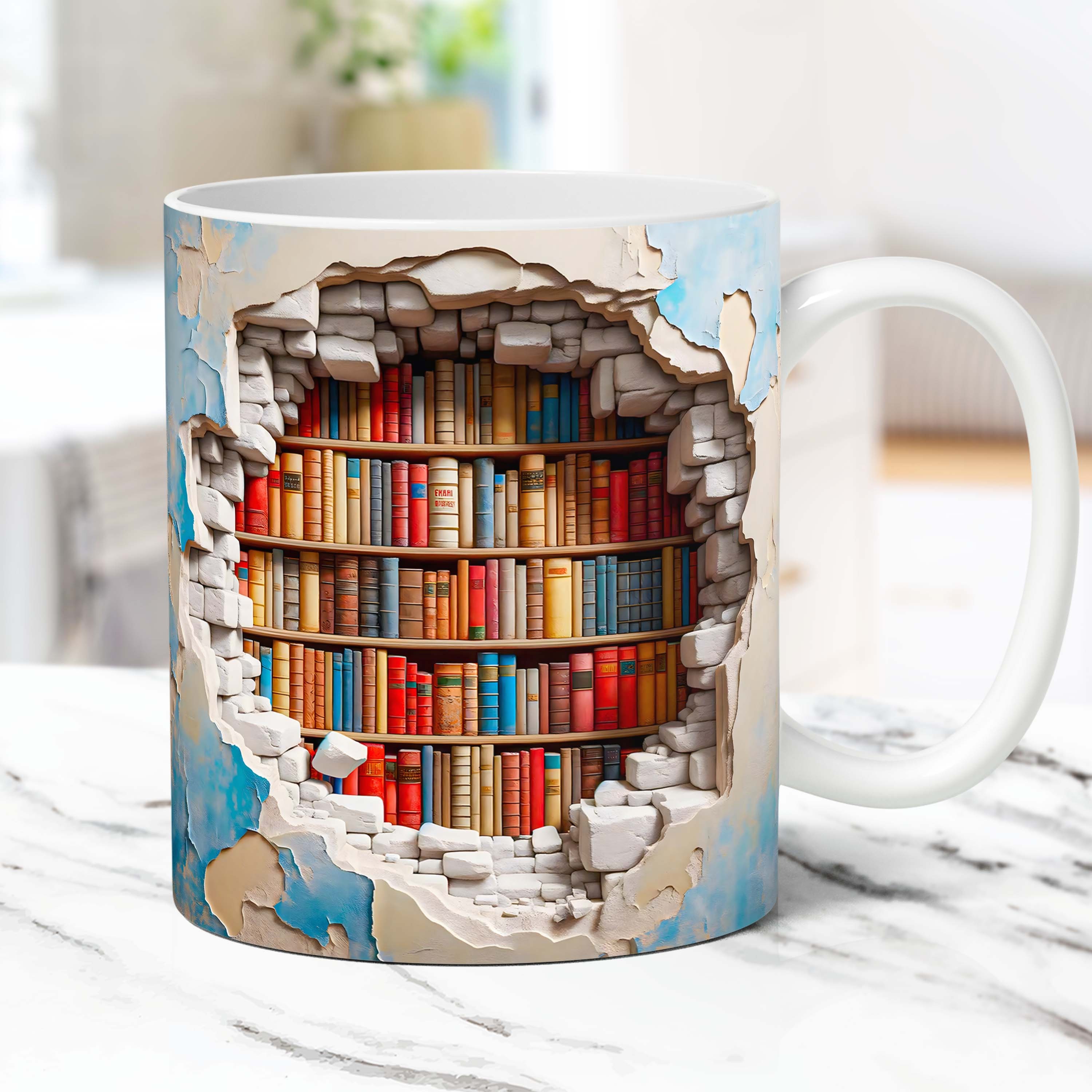 3D Book Mug 3D Bookshelf Mug 3D Book Lover Mug, 11oz and 15o | Inspire ...