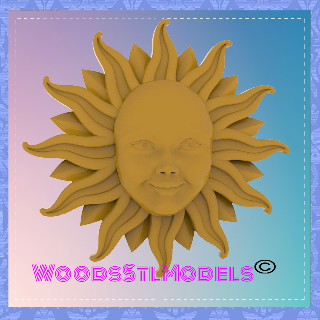 3D Model STL File for CNC Router Laser & 3D Printer Sun Face | Inspire ...