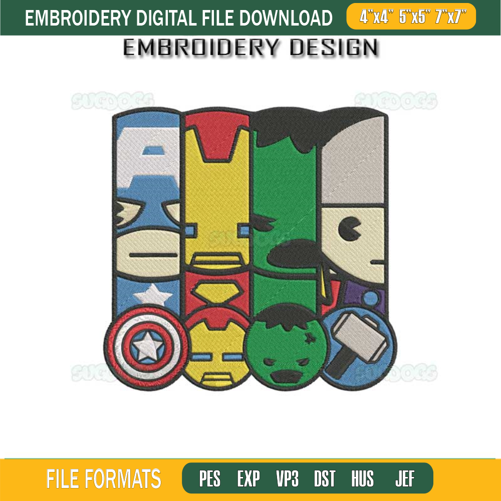 Avengers Embroidery Design File, Superhero Embroidery Design | Inspire ...
