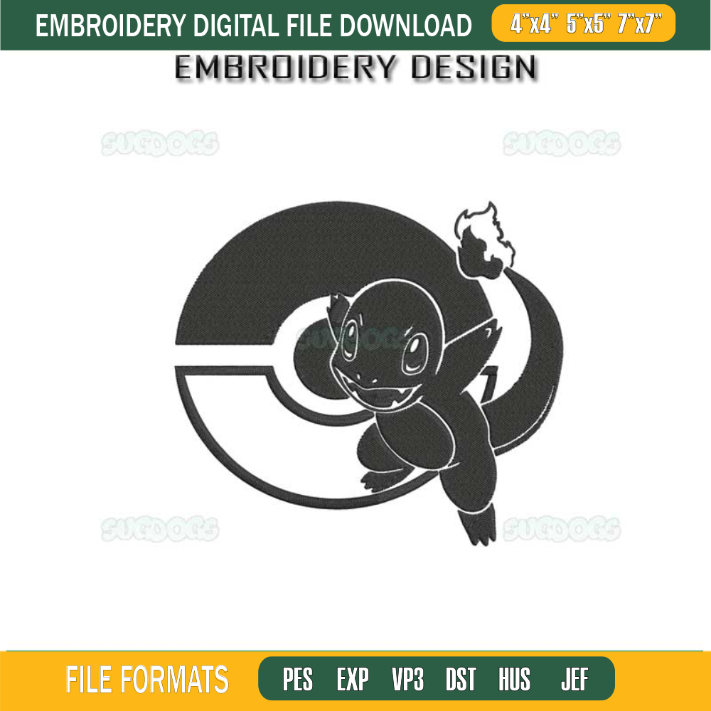 Charmander With Pokeball Embroidery Design File, Pokemon Pok | Inspire ...