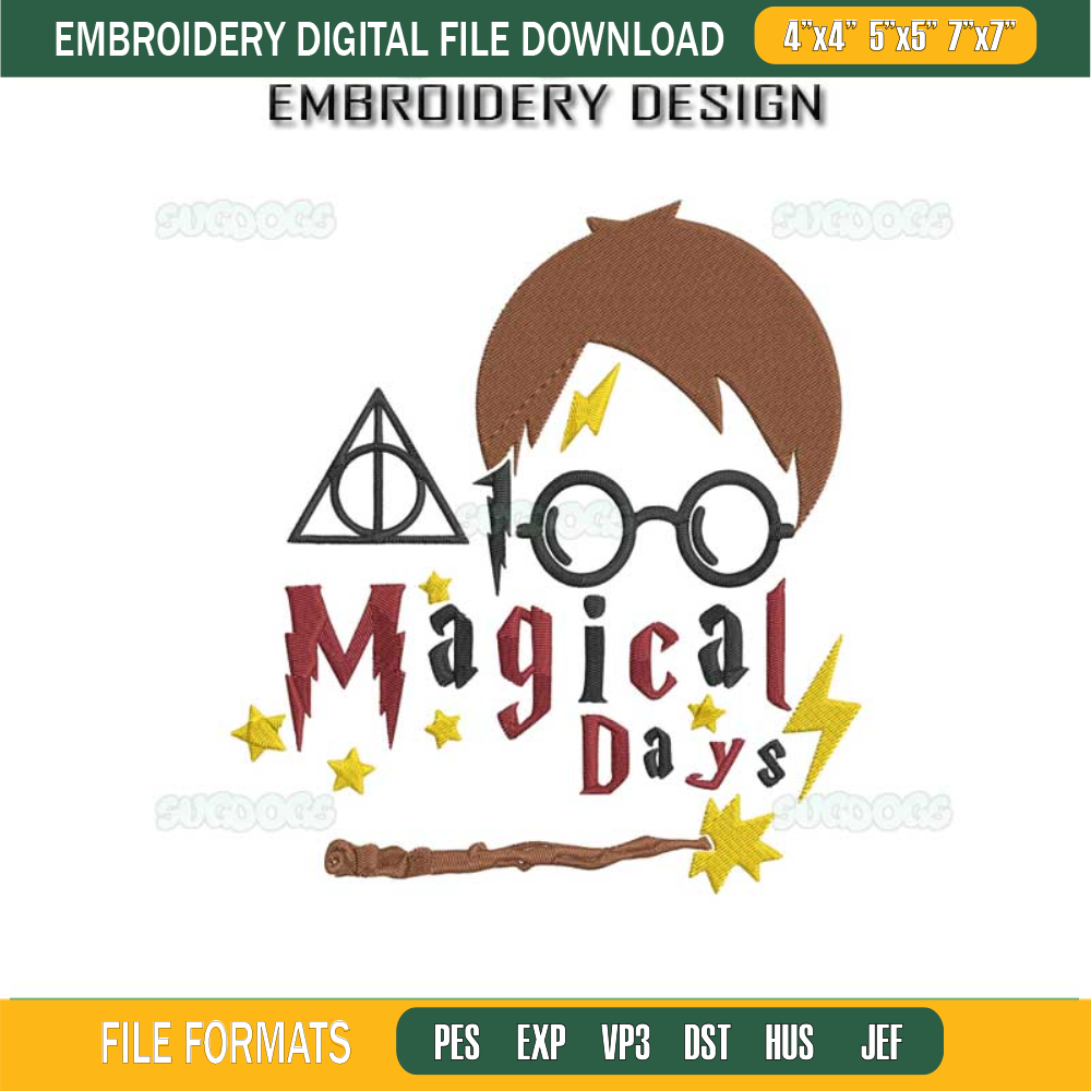 Harry Potter 100 Magical Days Wizard Embroidery Design File, | Inspire ...