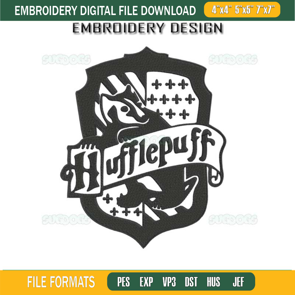 Harry Potter Hufflepuff Embroidery Design File, Hufflepuff | Inspire Uplift