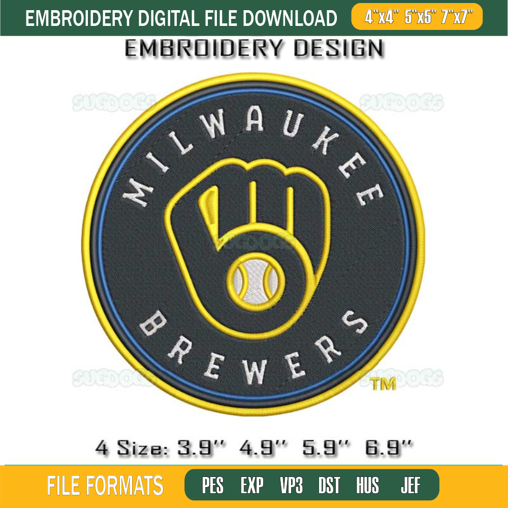 Milwaukee Brewers Embroidery Design File, Brewers Baseball E | Inspire ...