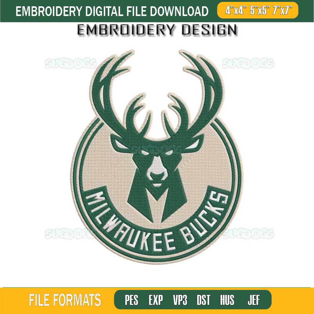 Milwaukee Bucks Embroidery Design File, Milwaukee Bucks Logo | Inspire ...