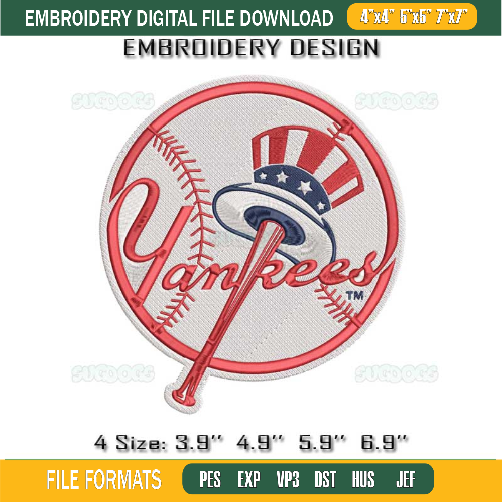 New York Yankees Logo Embroidery Design File, Yankees Baseba | Inspire ...